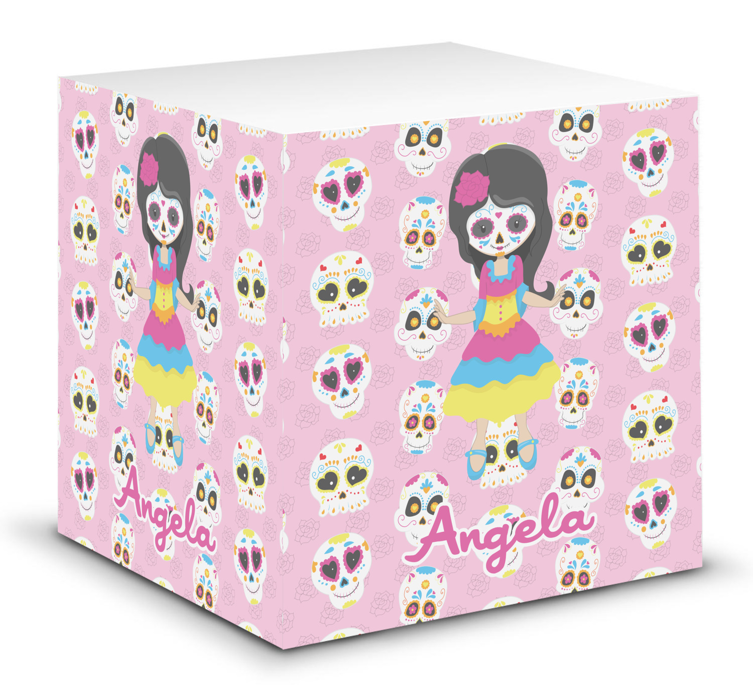 Custom Kids Sugar Skulls Sticky Note Cube (Personalized) | YouCustomizeIt