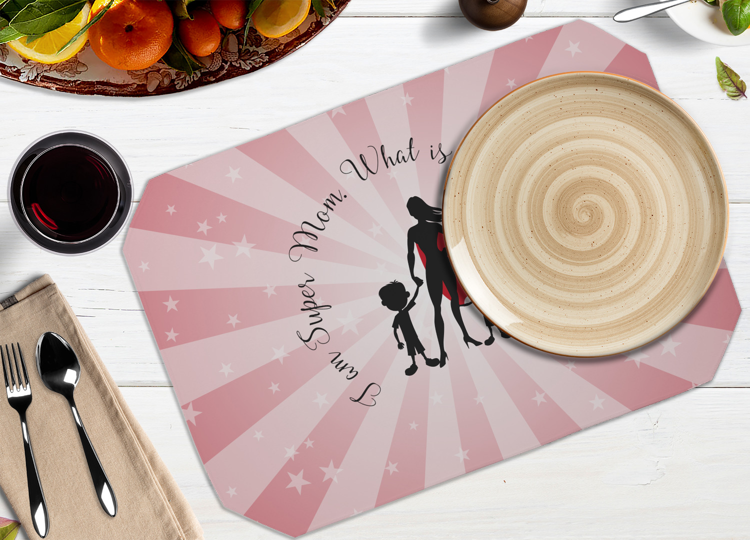 Super Mom Dining Table Mat - Octagon - YouCustomizeIt