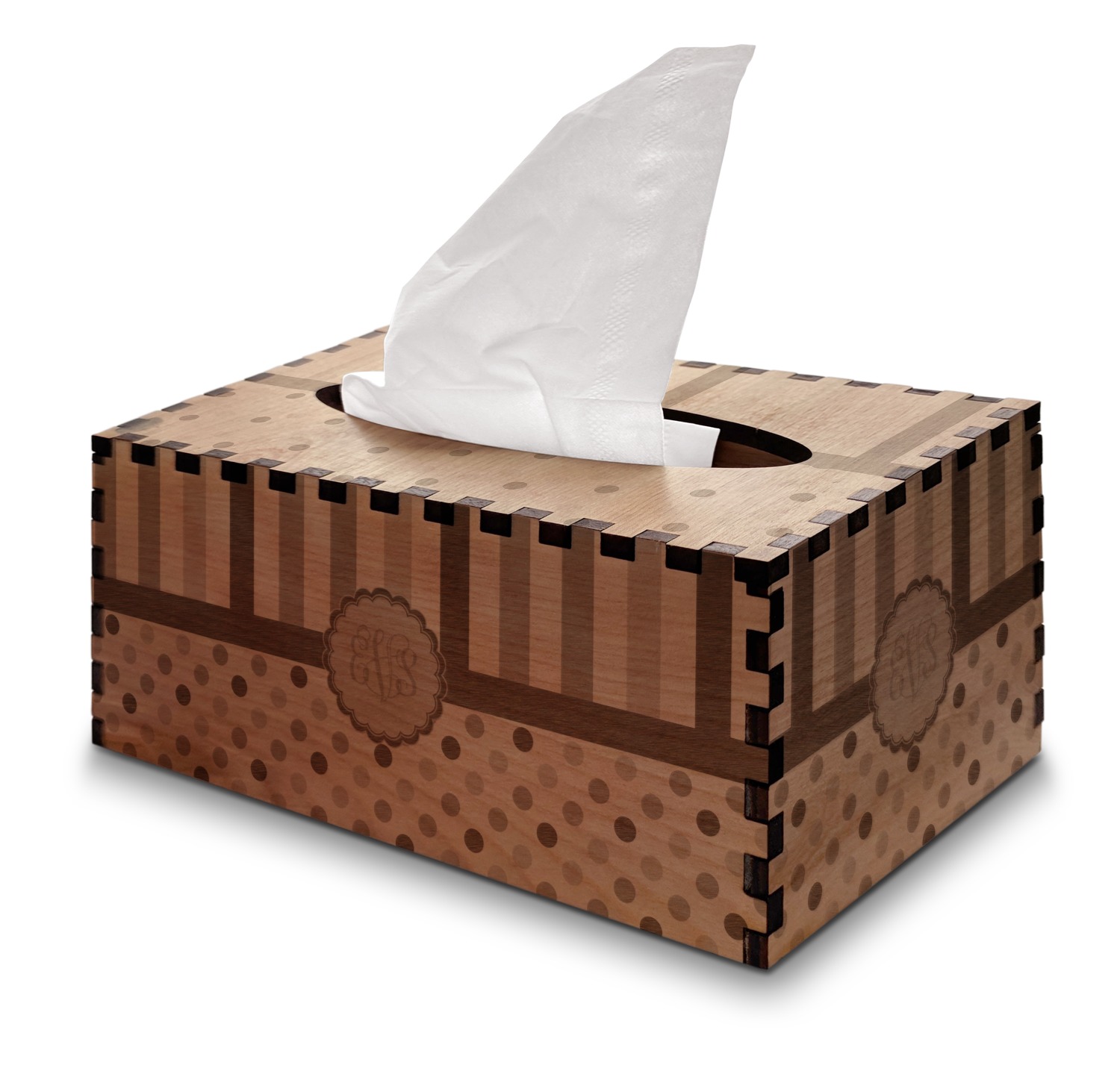 Stripes & Dots Birch Wood Tissue Box Cover - Rectangle (Personalized ...