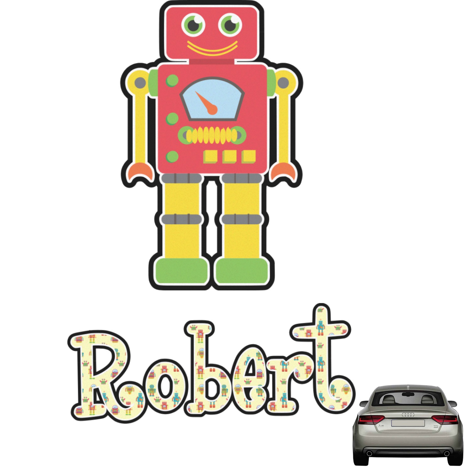 Robot Graphic Car Decal (Personalized) - YouCustomizeIt