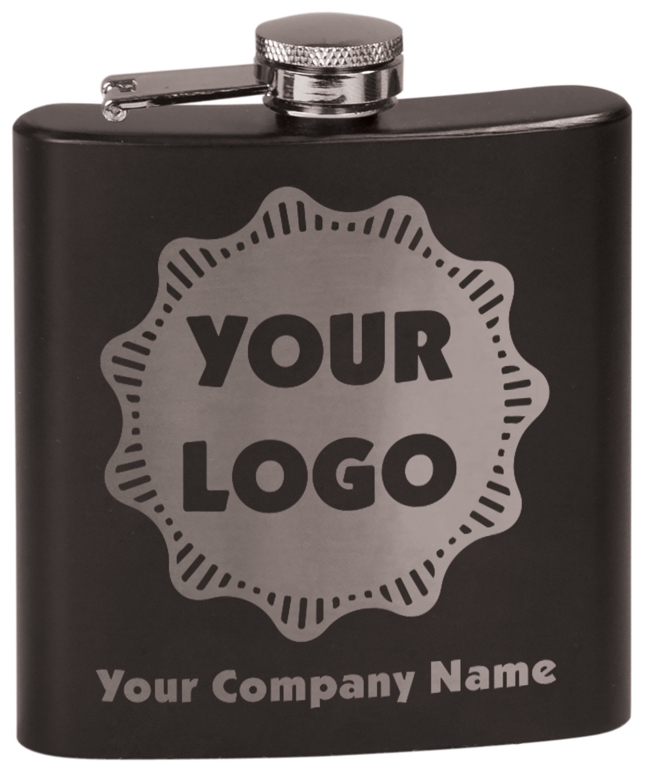 Custom Logo & Company Name Black Flask Set | YouCustomizeIt