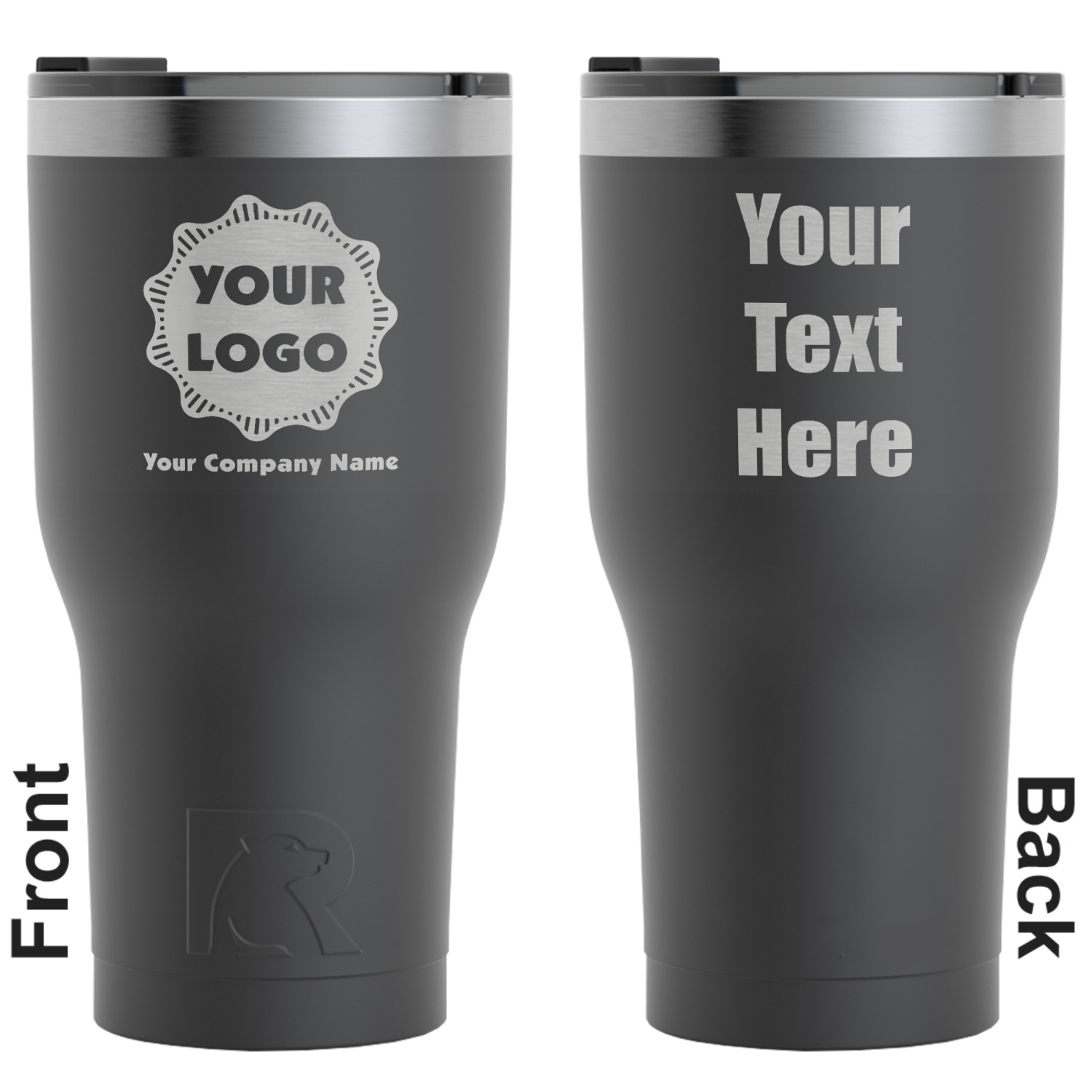 Custom Logo & Company Name RTIC Tumbler - Black - Laser Engraved ...