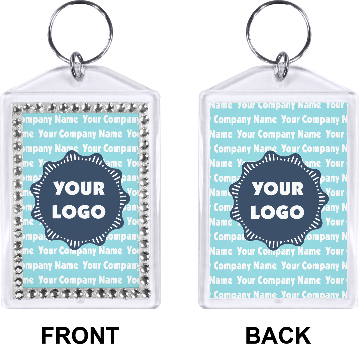 Logo & Company Name Bling Keychain (Personalized) - YouCustomizeIt