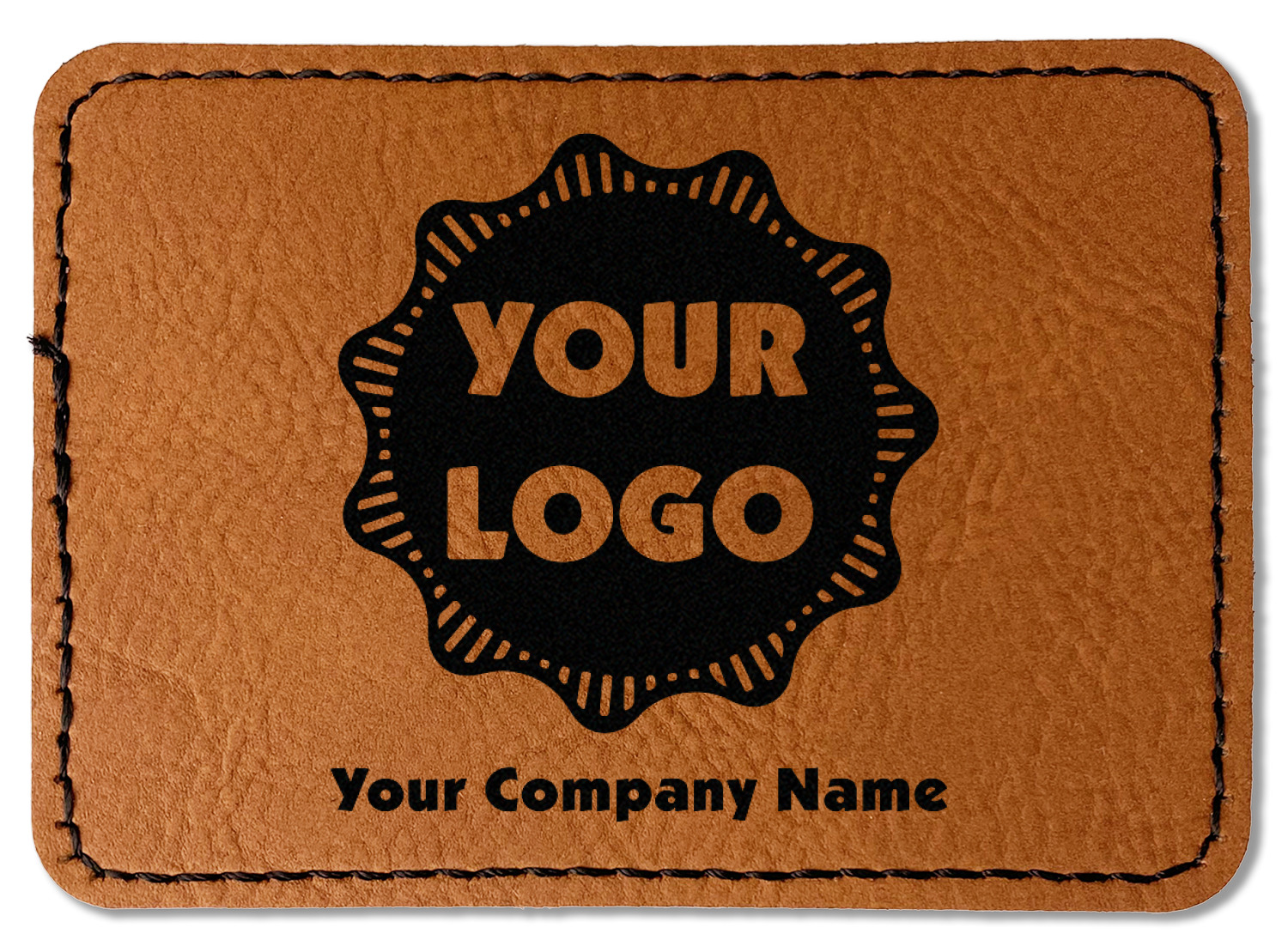 Logo & Company Name Faux Leather Iron On Patch - Rectangle - YouCustomizeIt
