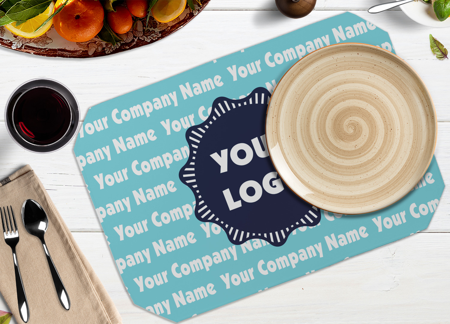 Custom Logo & Company Name Dining Table Mat - Octagon | YouCustomizeIt