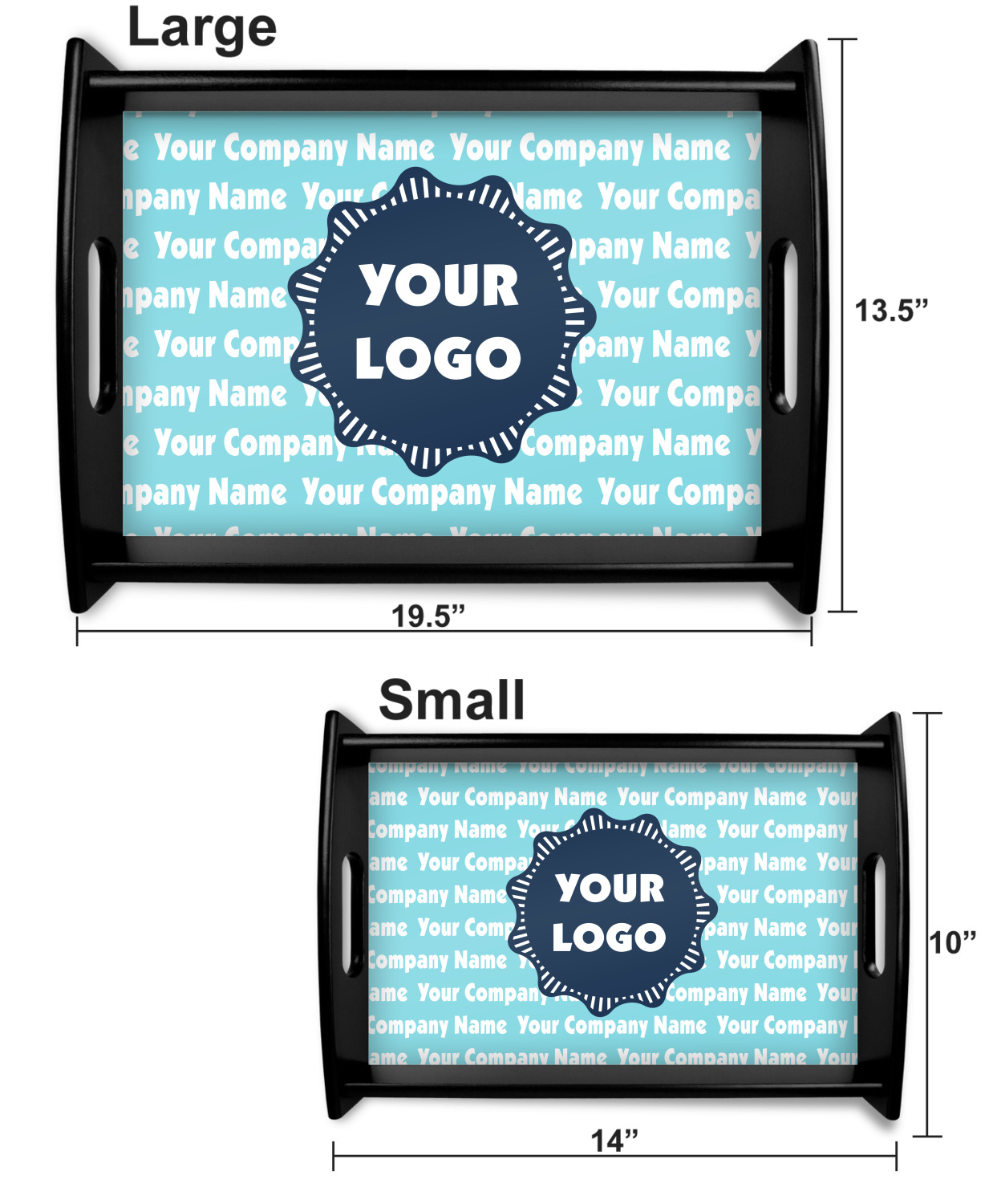 Logo & Company Name Black Wooden Tray - Small (Personalized ...