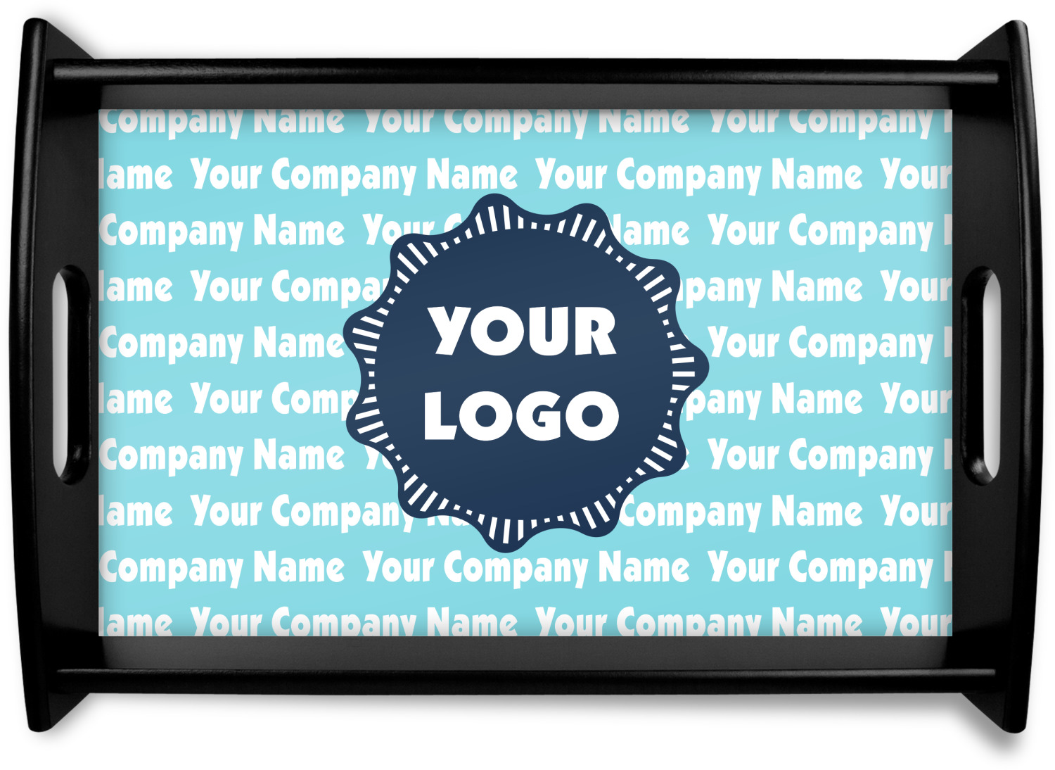 Logo & Company Name Black Wooden Tray - Small (Personalized ...