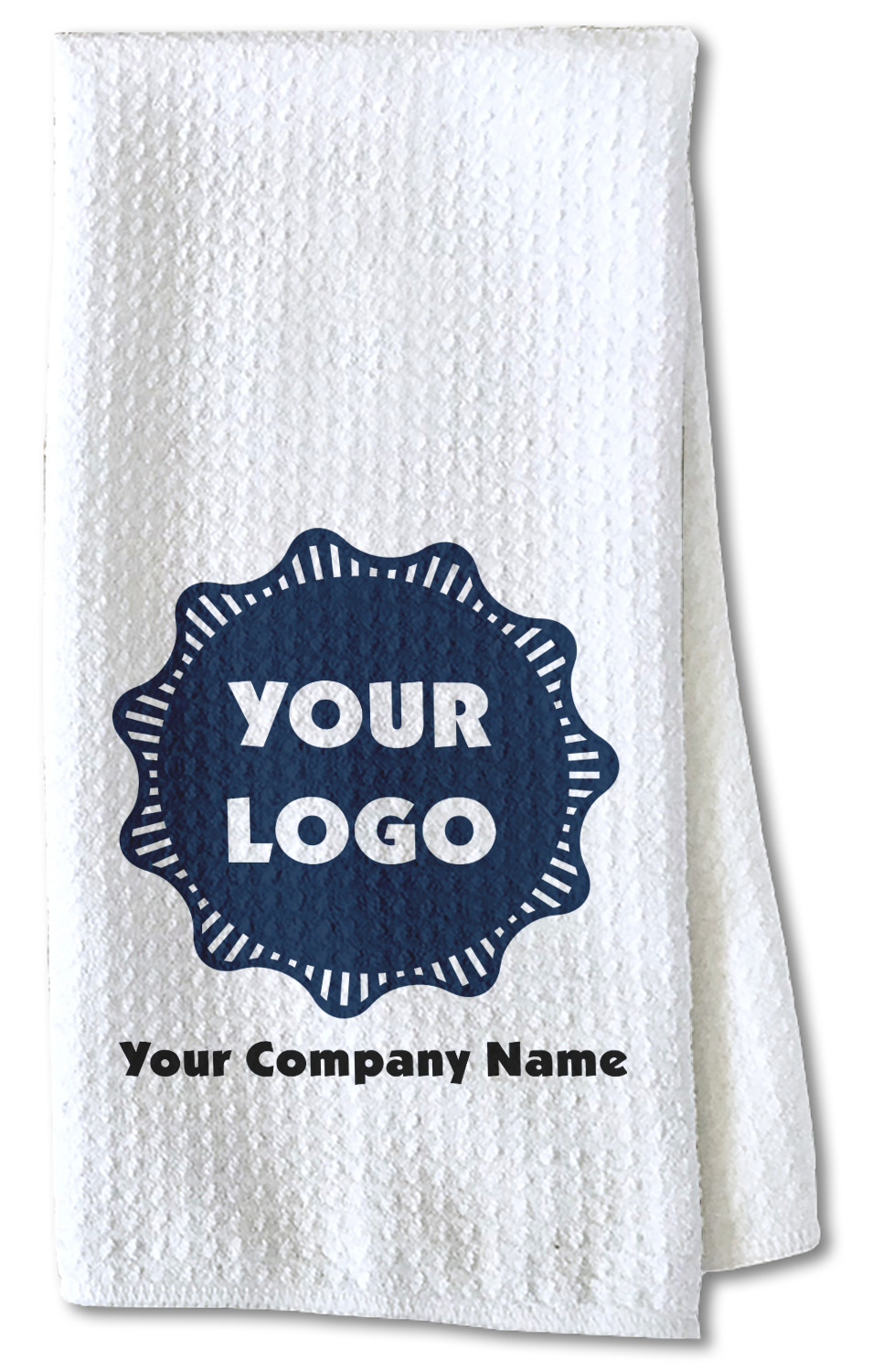 Custom Logo & Company Name Kitchen Towel - Waffle Weave - Partial Print ...
