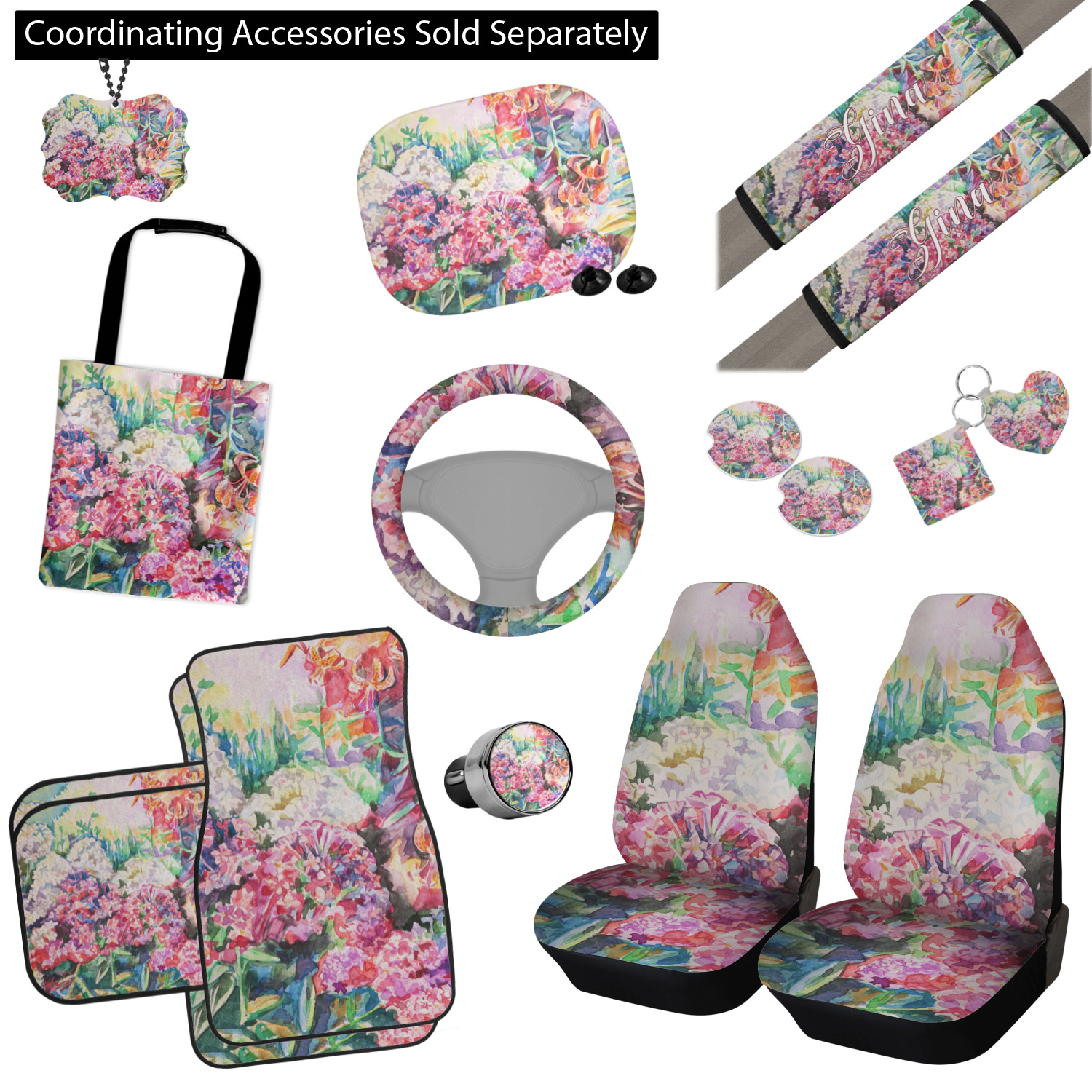 Custom Watercolor Floral Car Seat Covers (Set of Two) | YouCustomizeIt