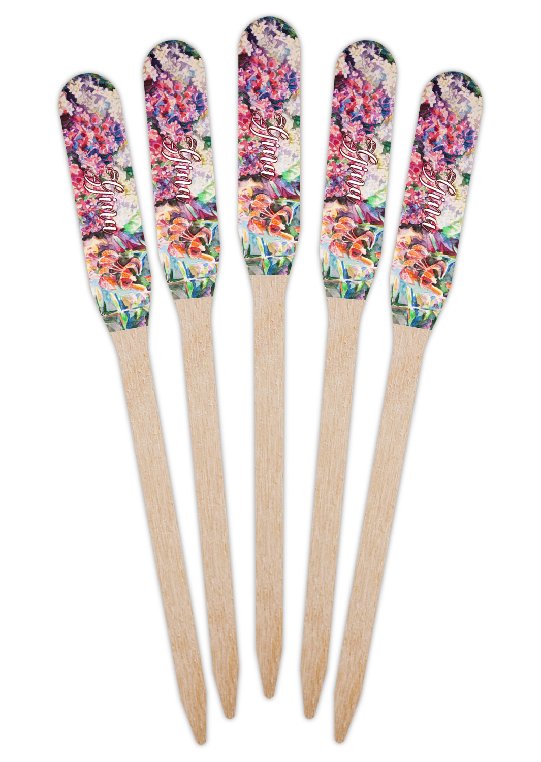 Watercolor Floral Paddle Wooden Food Picks - YouCustomizeIt