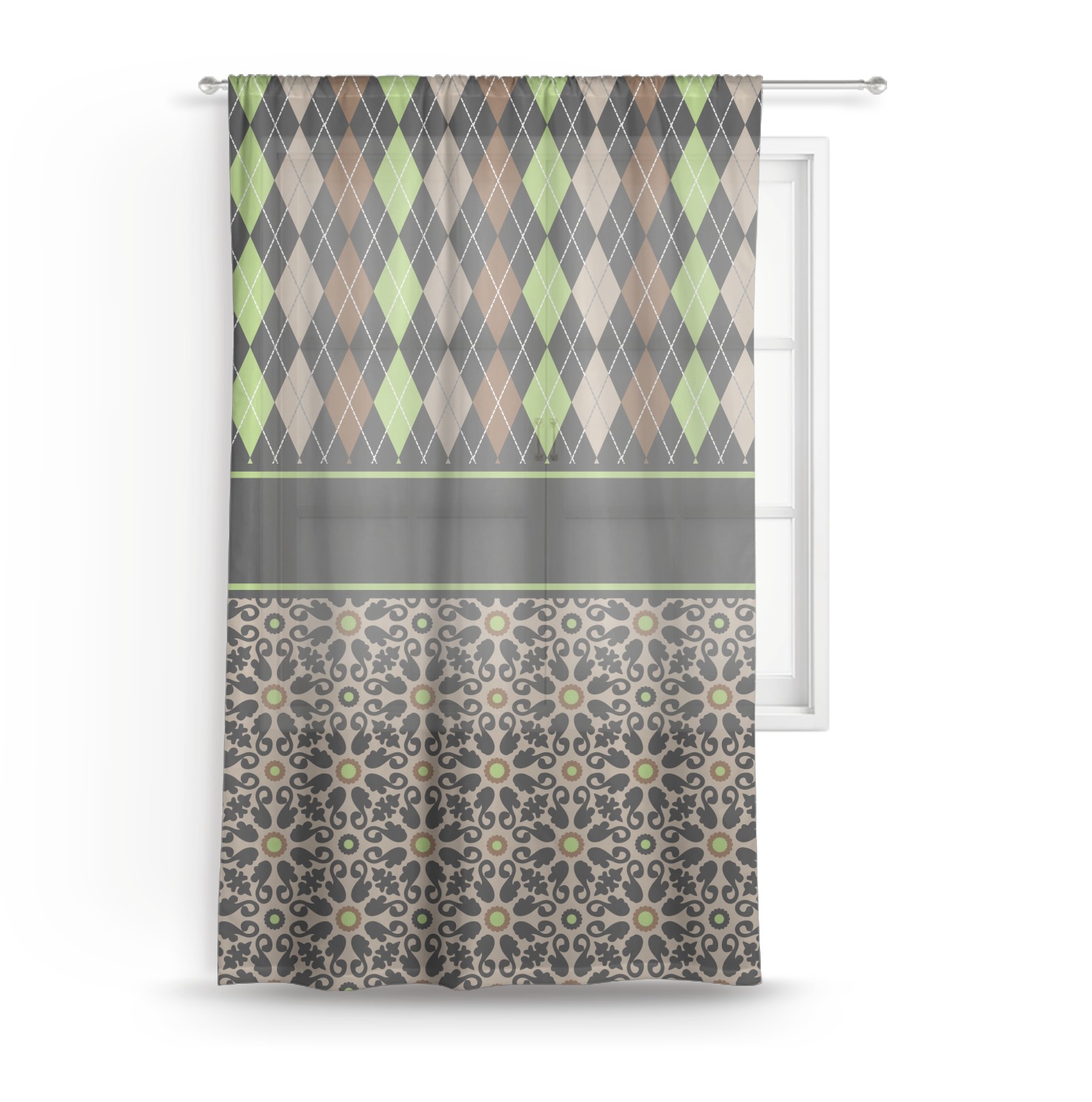 Custom Argyle & Moroccan Mosaic Sheer Curtain (Personalized) | YouCustomizeIt