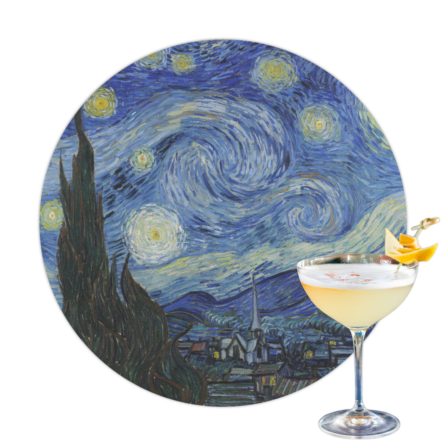 The Starry Night (Van Gogh 1889) Printed Drink Topper - YouCustomizeIt