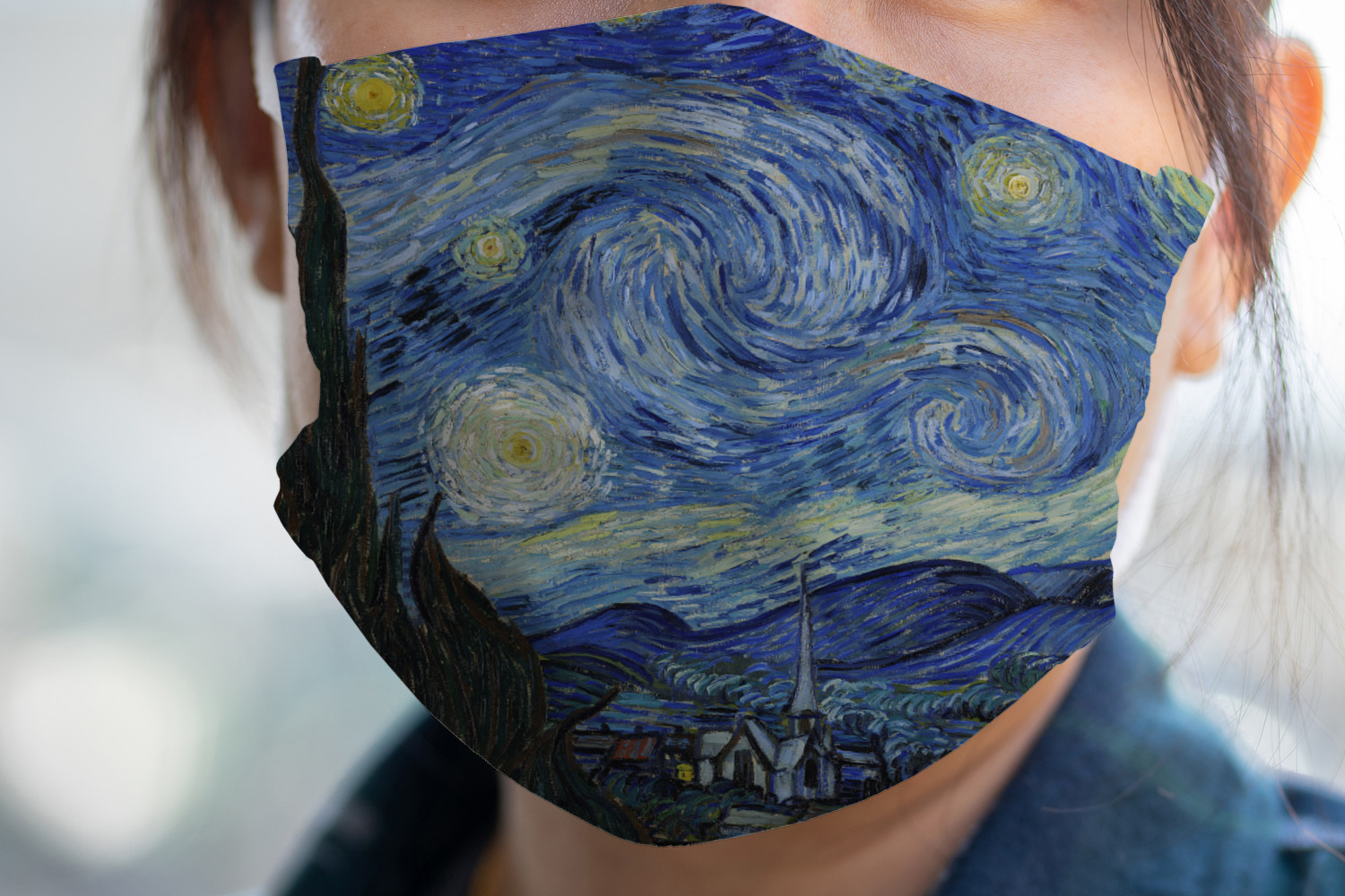 The Starry Night (Van Gogh 1889) Face Mask Cover - YouCustomizeIt