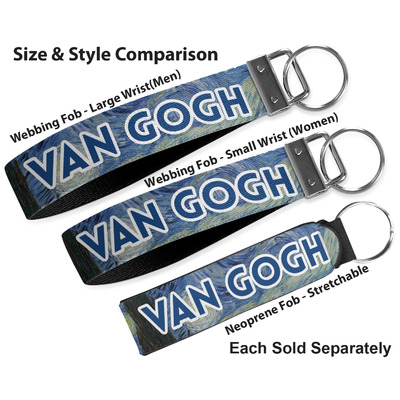 The Starry Night (Van Gogh 1889) Wristlet Webbing Keychain Fob ...