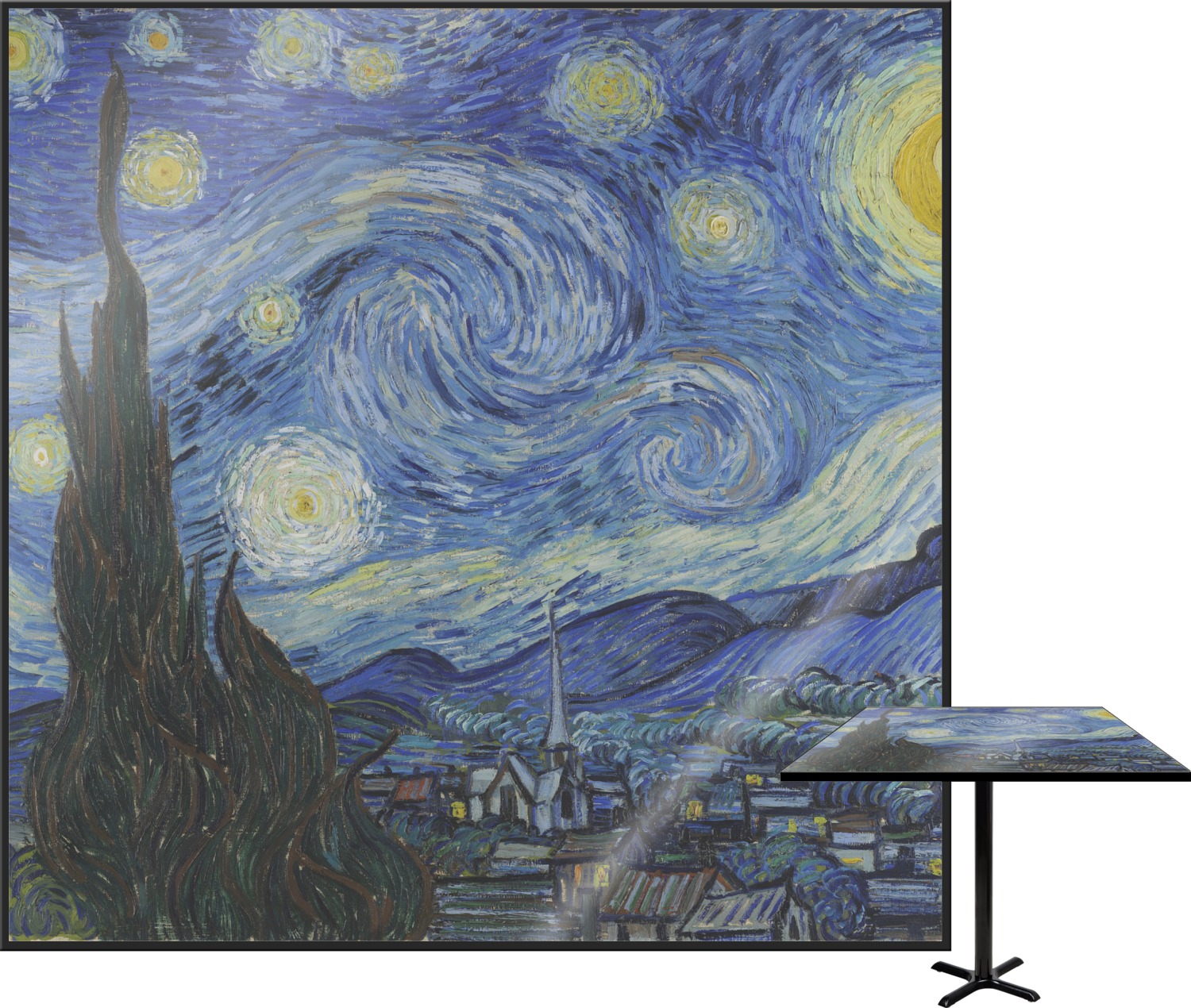 Custom The Starry Night (Van Gogh 1889) Square Table Top | YouCustomizeIt