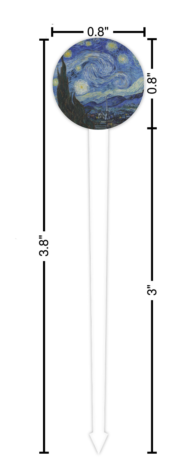 Custom The Starry Night (Van Gogh 1889) 4" Round Plastic Food Picks ...