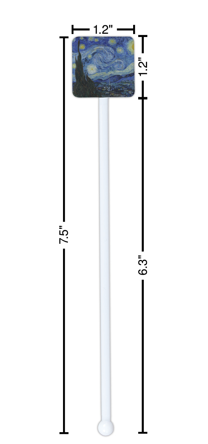 Custom The Starry Night (Van Gogh 1889) Square Plastic Stir Sticks ...