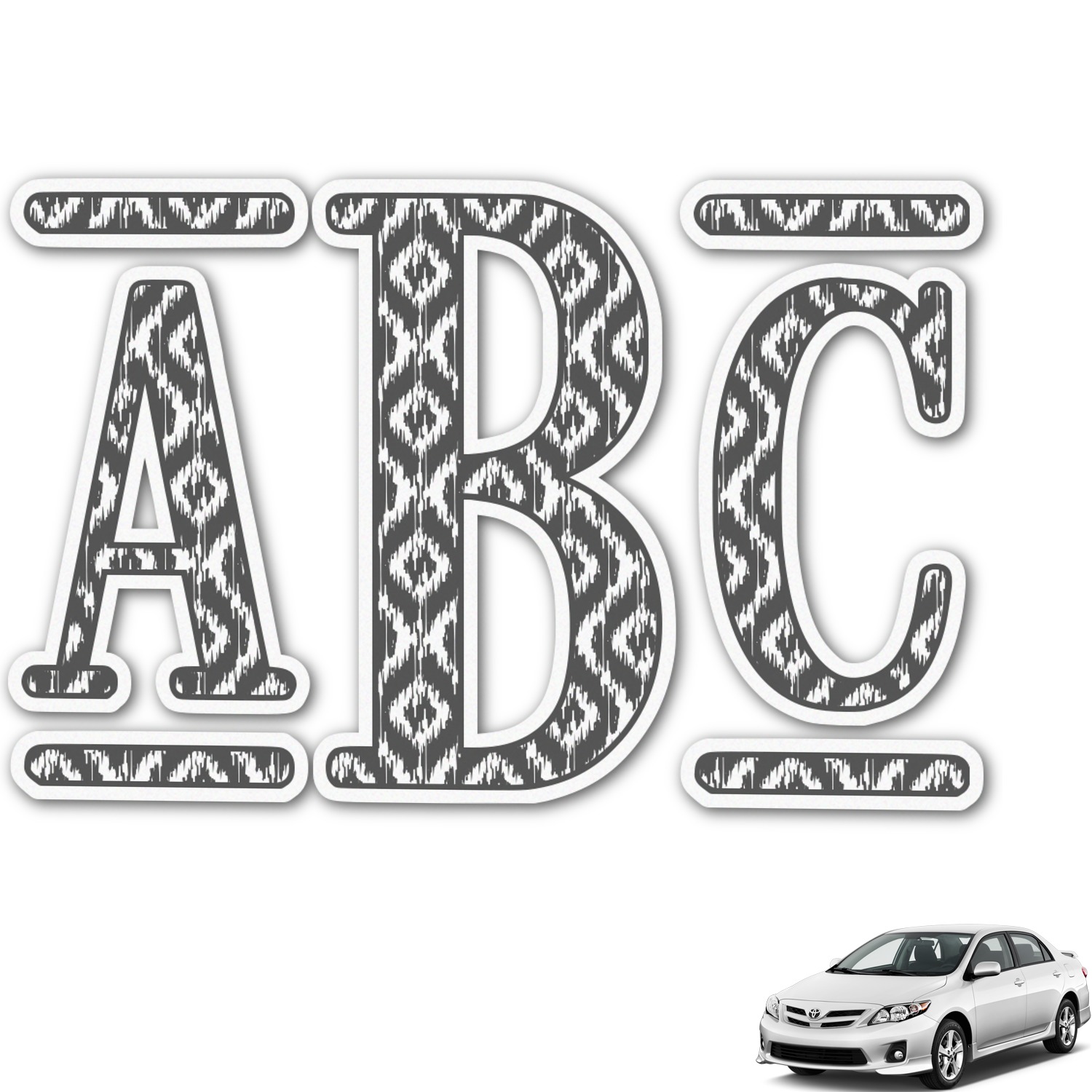 Custom Ikat Monogram Car Decal (Personalized) | YouCustomizeIt
