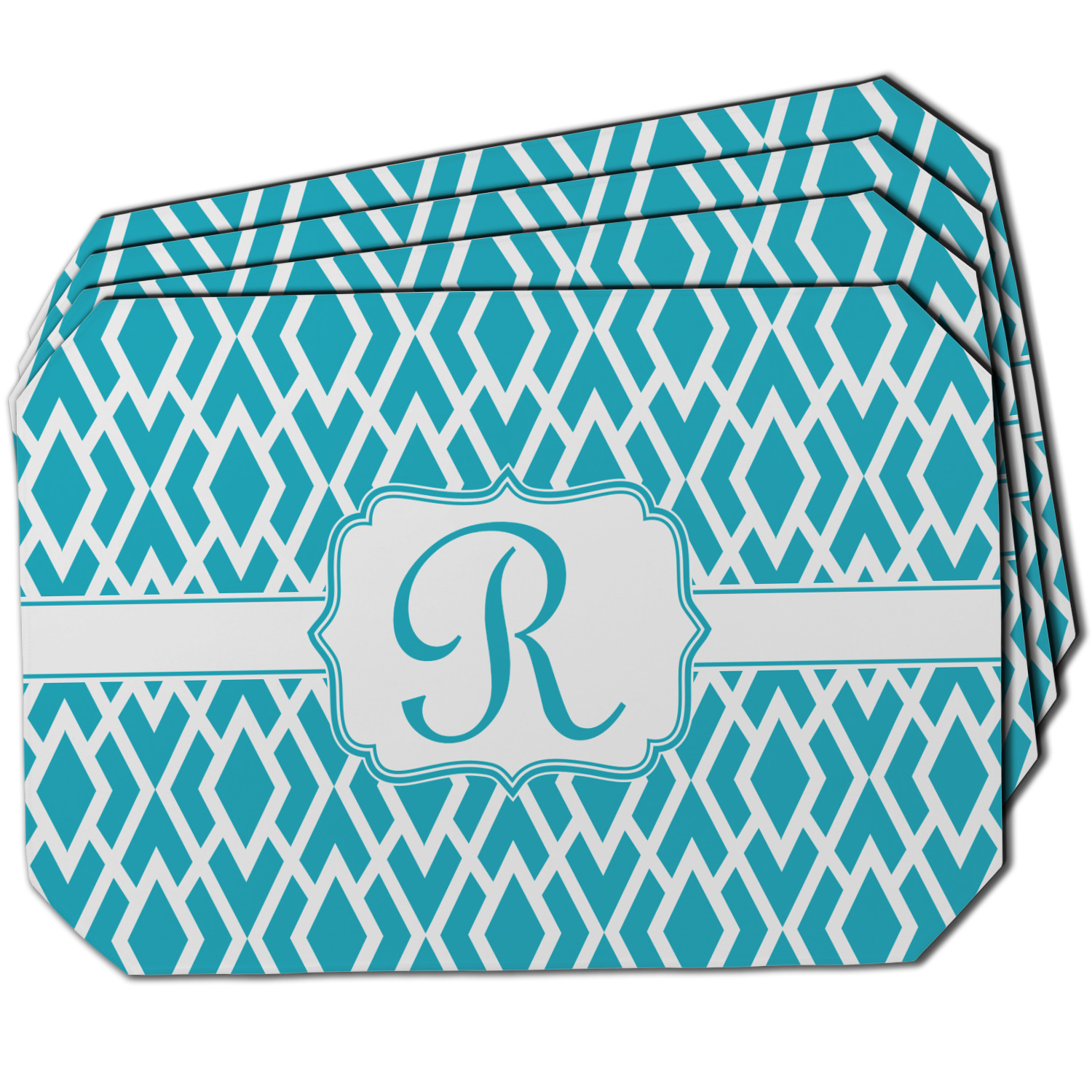 Custom Geometric Diamond Dining Table Mat - Octagon w/ Initial ...