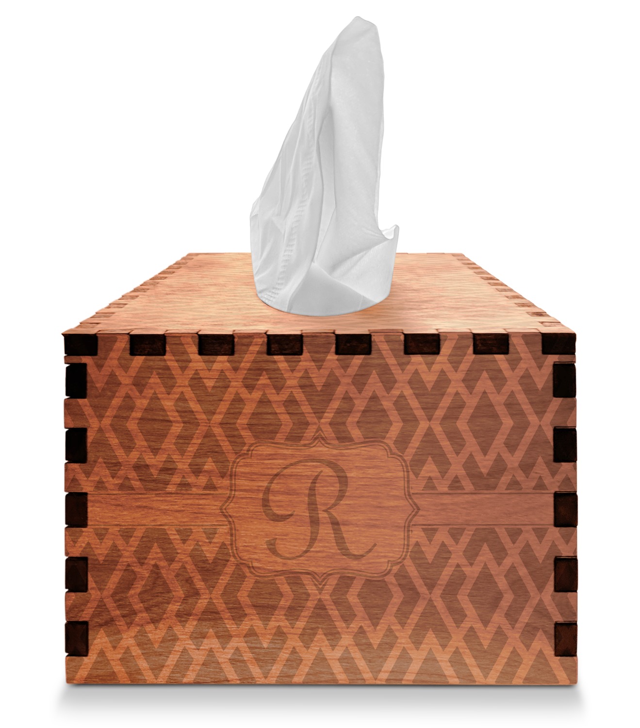 Geometric Diamond Wooden Tissue Box Cover - Rectangle (Personalized ...