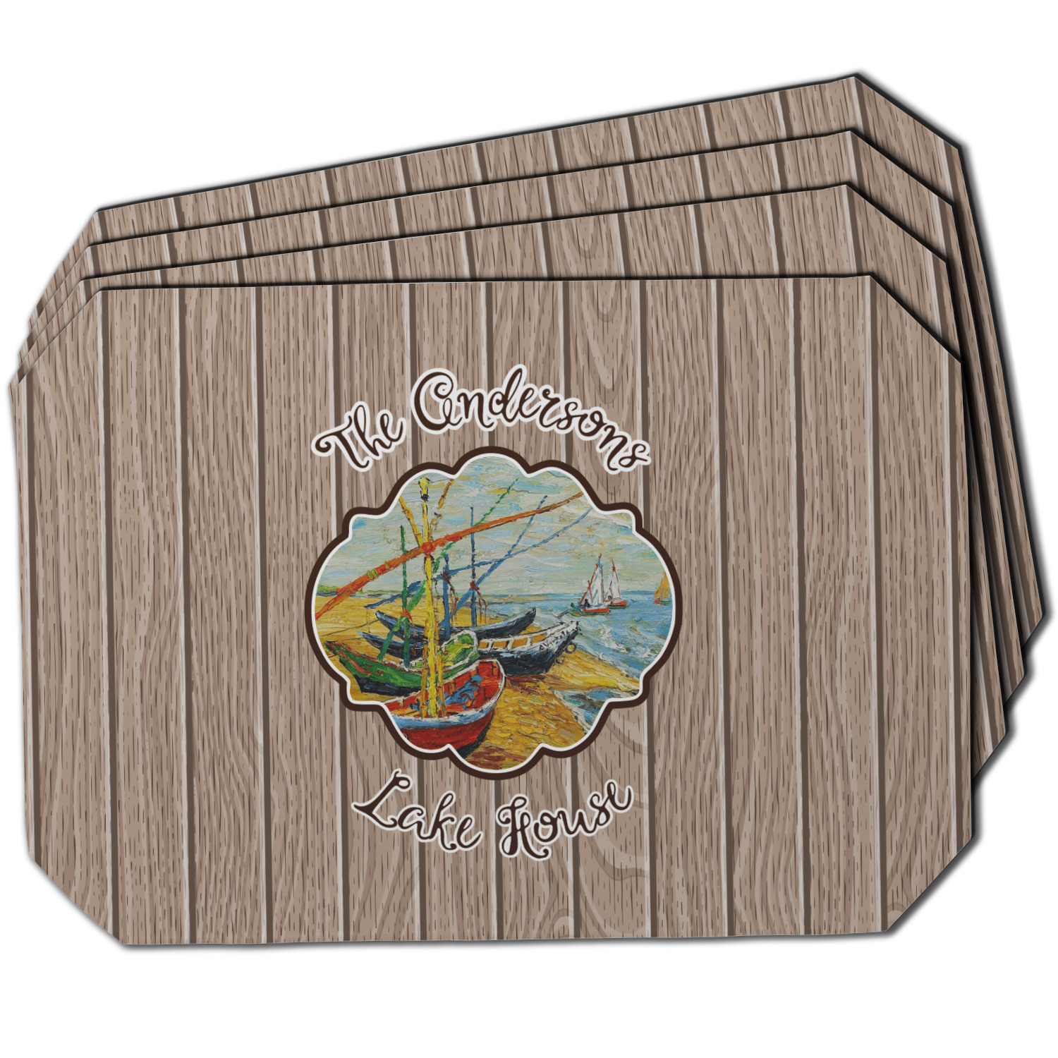 Lake House Dining Table Mat - Octagon w/ Name or Text - YouCustomizeIt