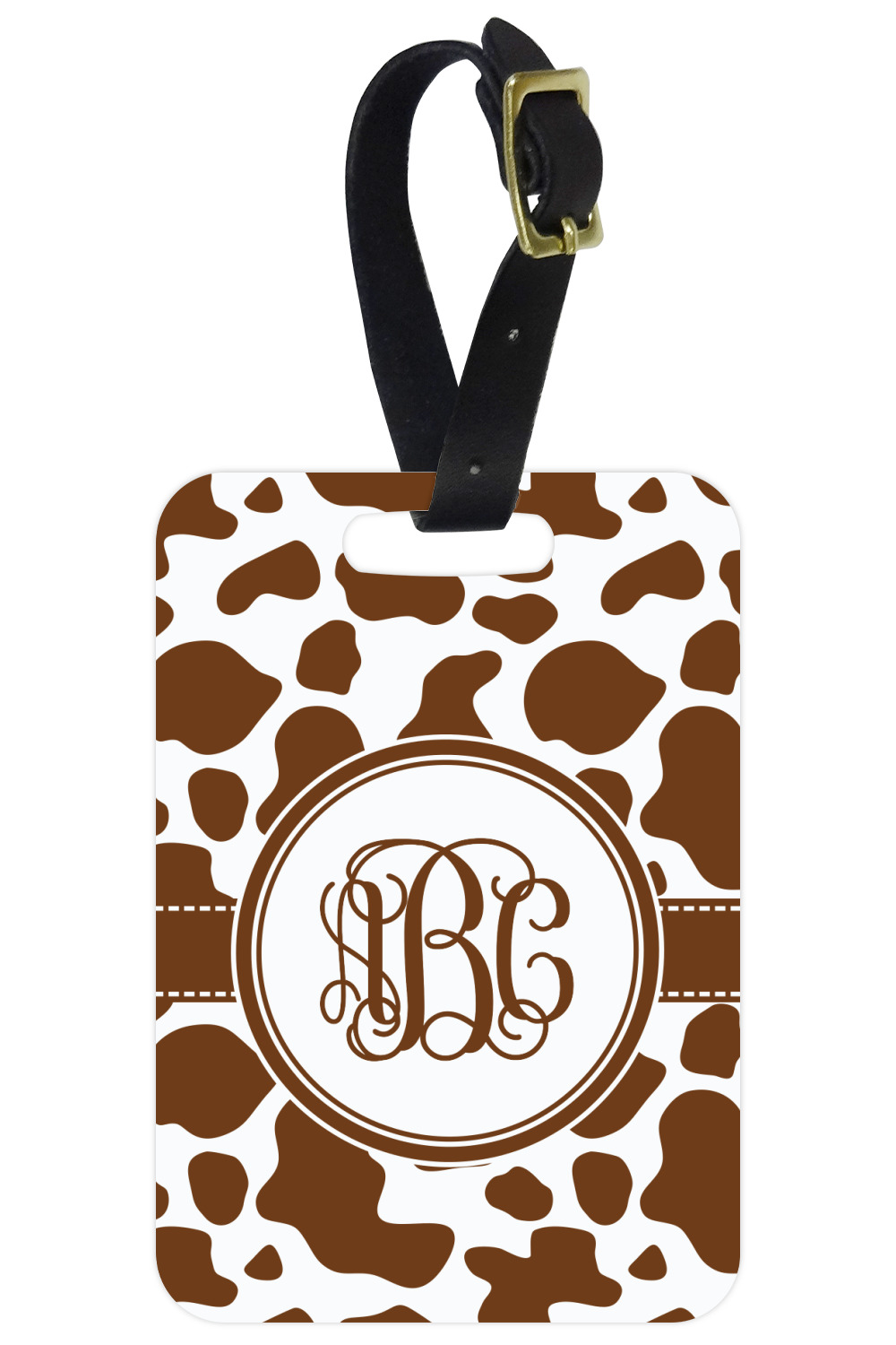 Cow Print Metal Luggage Tag w/ Monogram - YouCustomizeIt