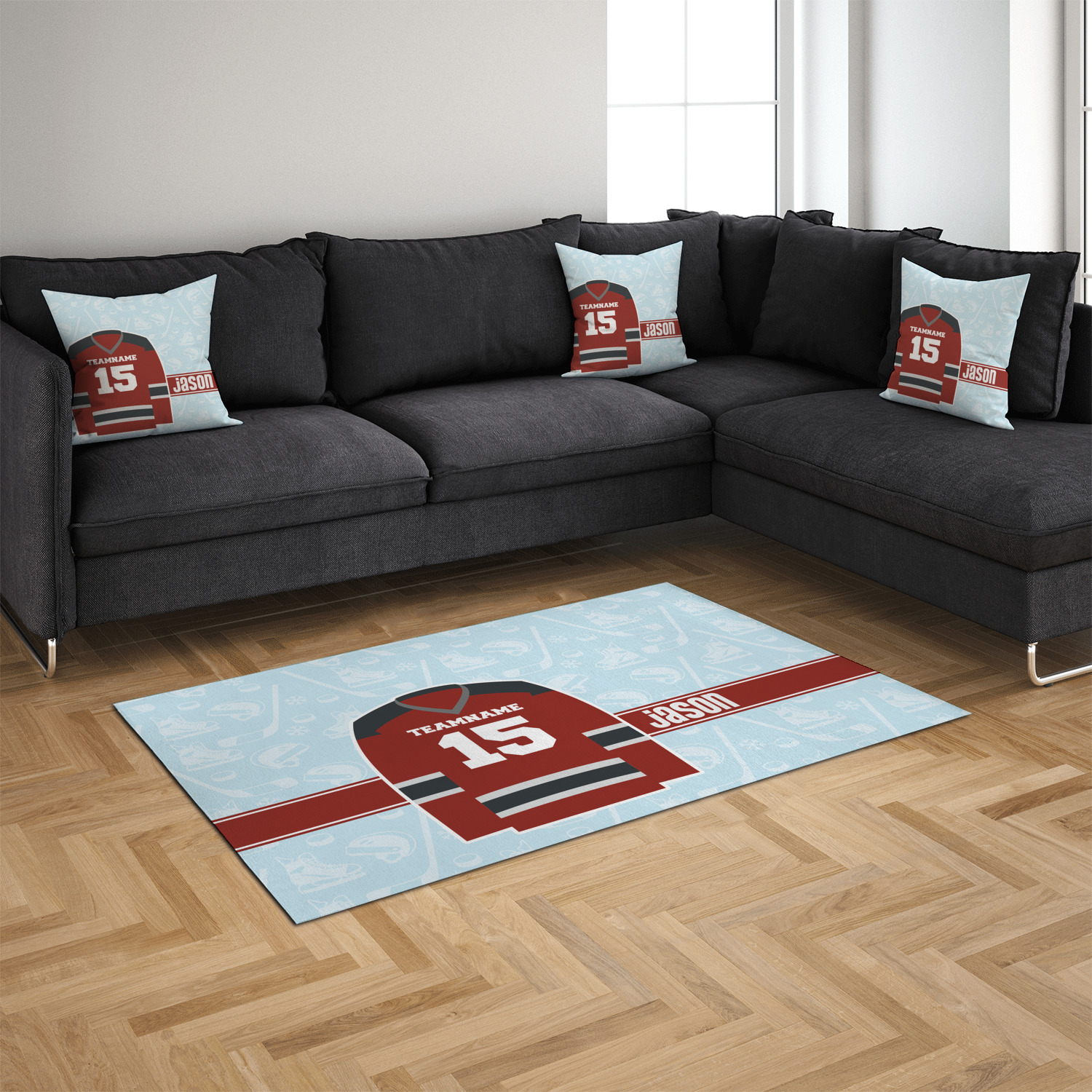 Custom Hockey Area Rug (Personalized) | YouCustomizeIt