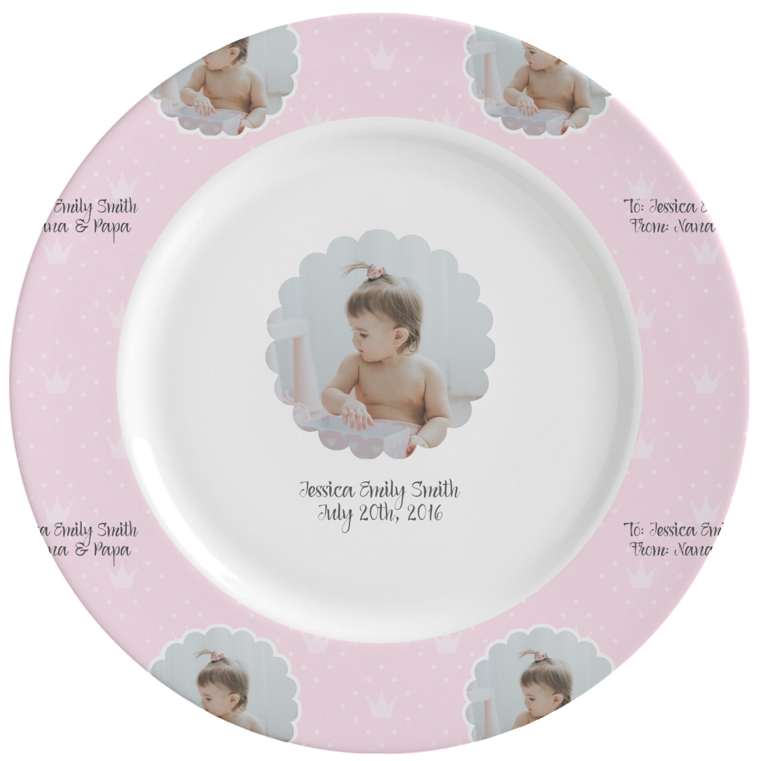 Baby Girl Photo Ceramic Dinner Plates (Set of 4) (Personalized ...