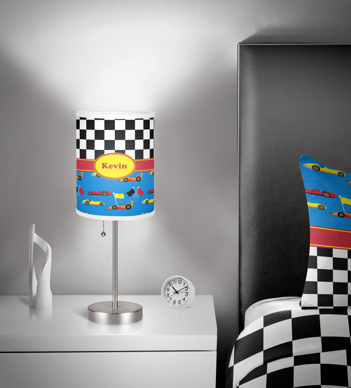 Custom Racing Car 7" Drum Lamp with Shade (Personalized) | YouCustomizeIt