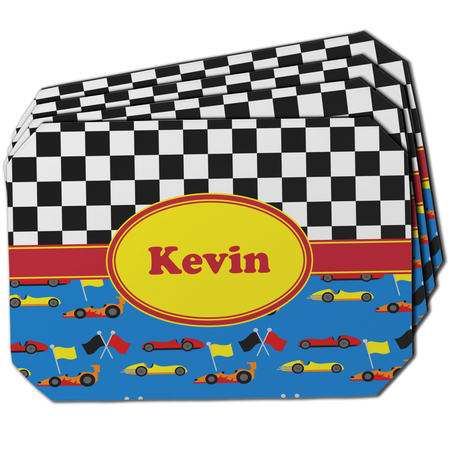 Custom Racing Car Dining Table Mat - Octagon w/ Name or Text ...