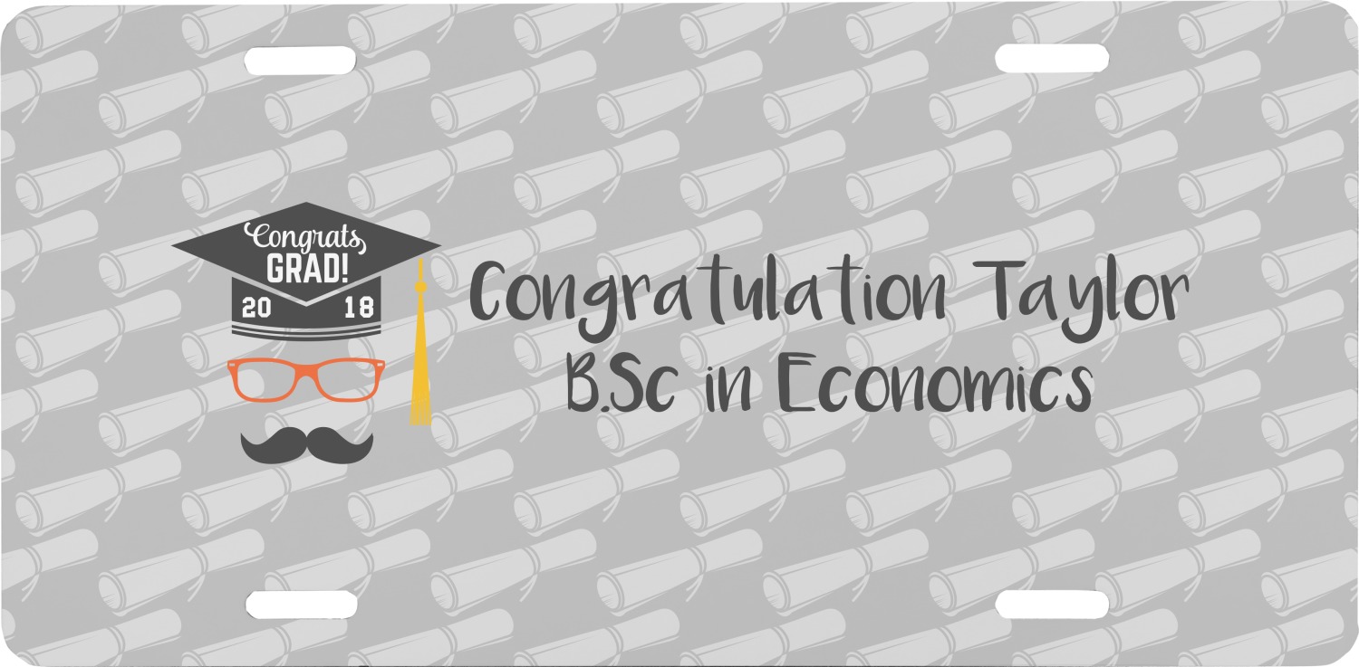 Custom Hipster Graduate Front License Plate (Personalized) | YouCustomizeIt