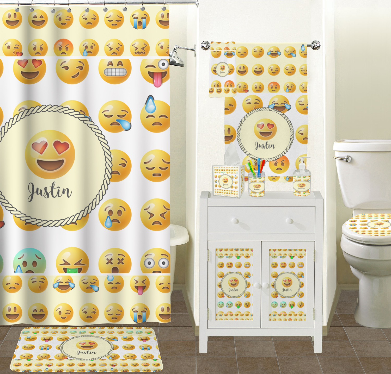 Emojis Toilet Seat Decal (Personalized) - You Customize It