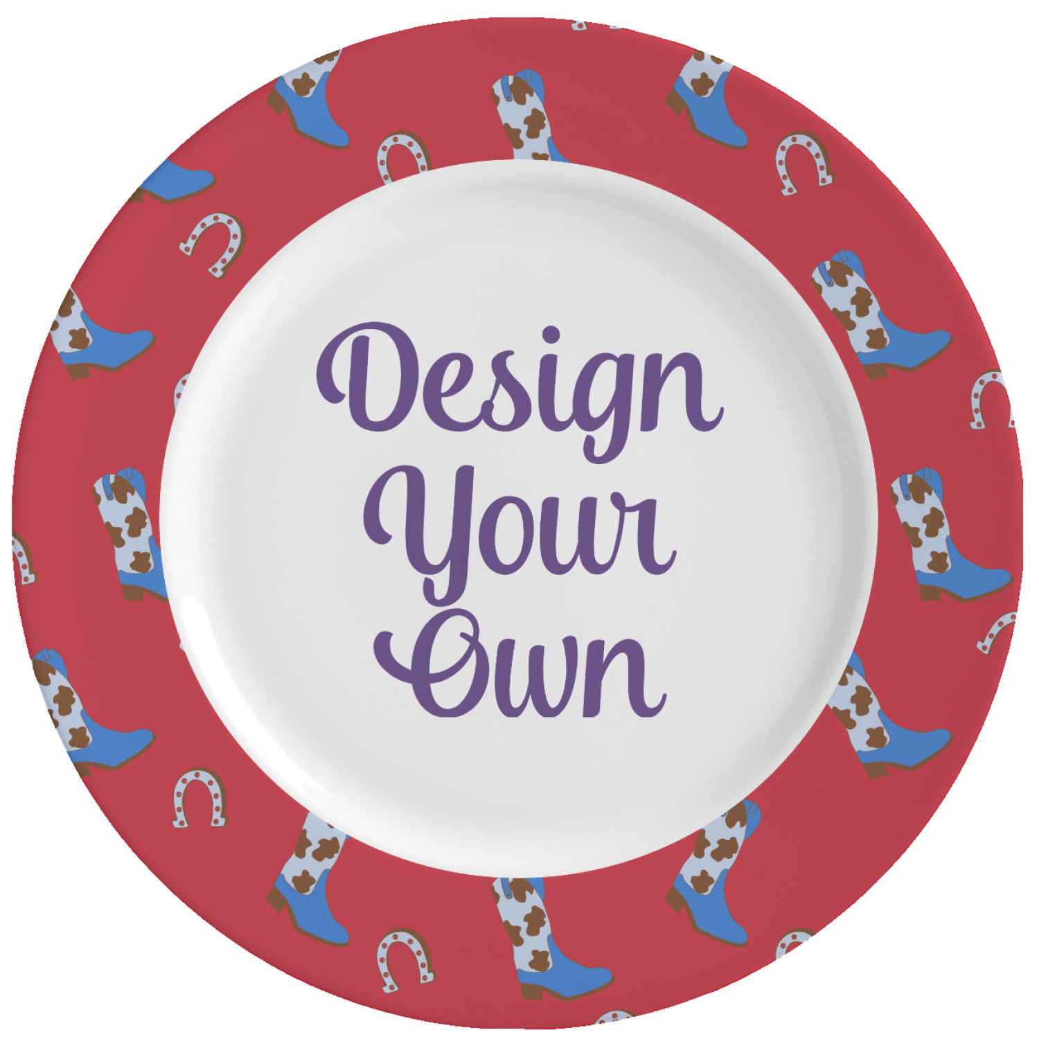 Custom Cowboy Ceramic Dinner Plates (Set of 4) (Personalized ...