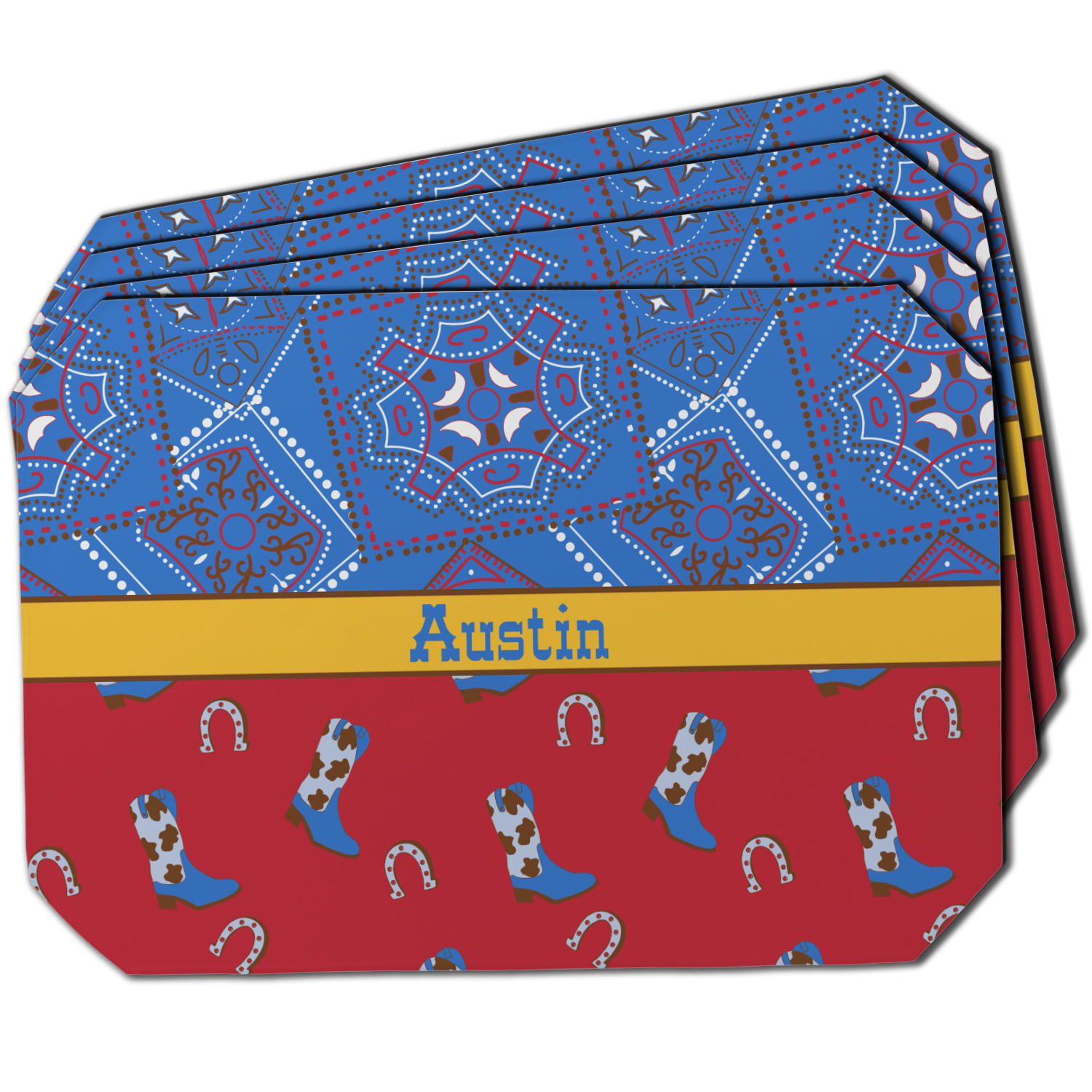 Custom Cowboy Dining Table Mat - Octagon w/ Name or Text | YouCustomizeIt