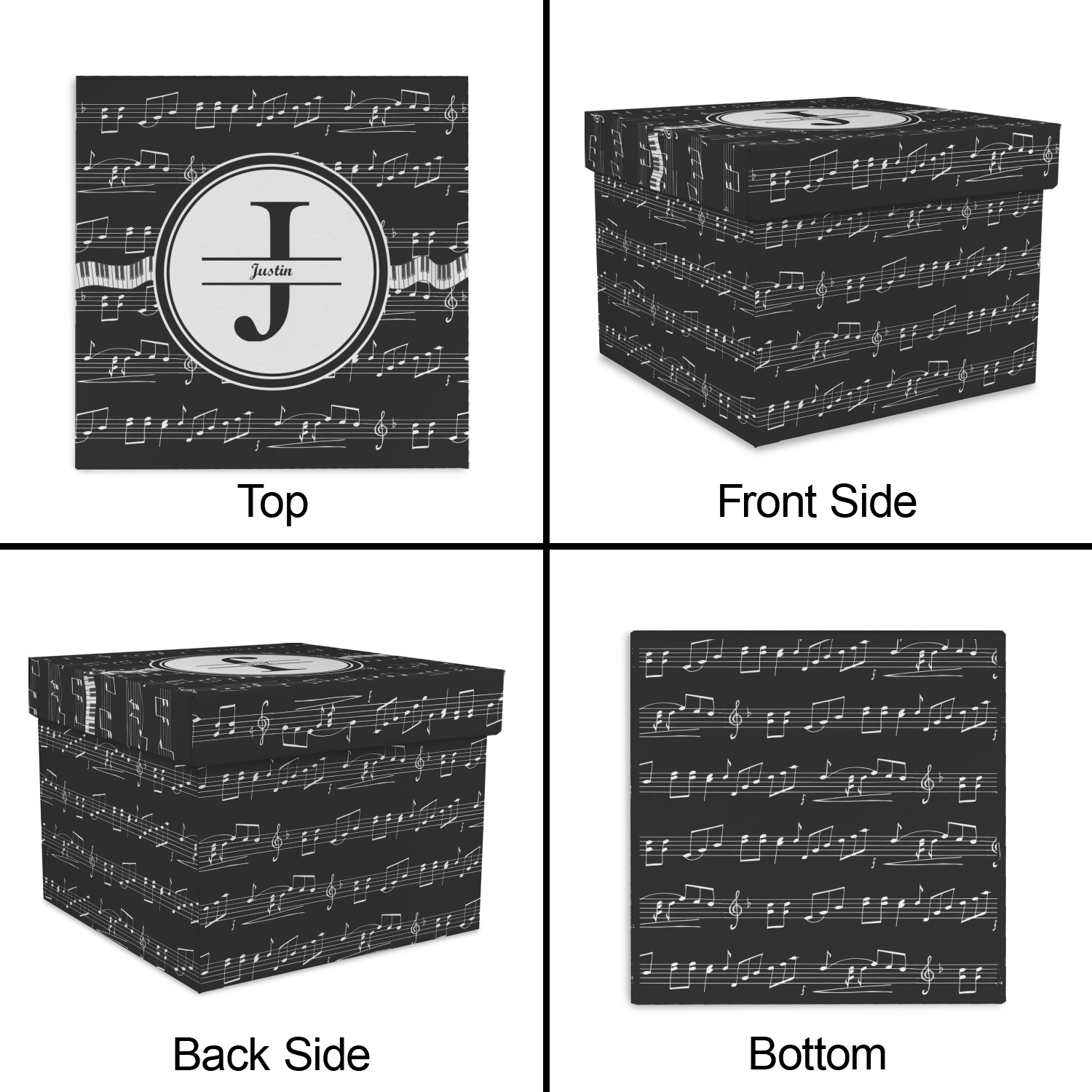 Custom Musical Notes Gift Box with Lid - Canvas Wrapped (Personalized ...