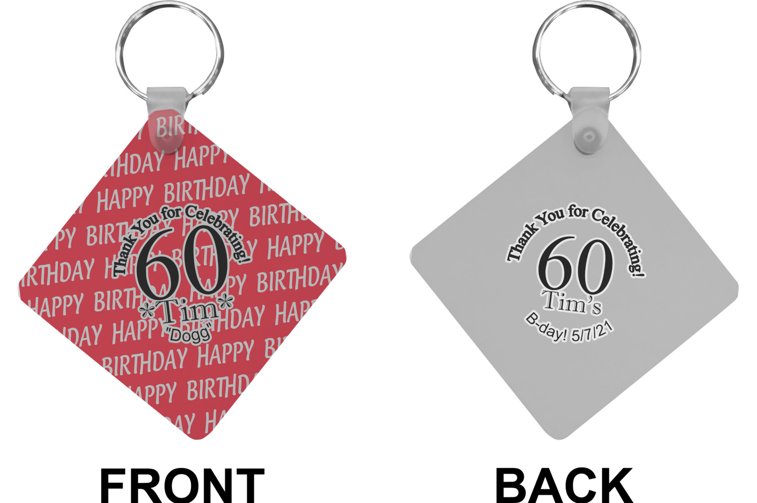 Custom Photo Birthday Plastic Keychain | YouCustomizeIt