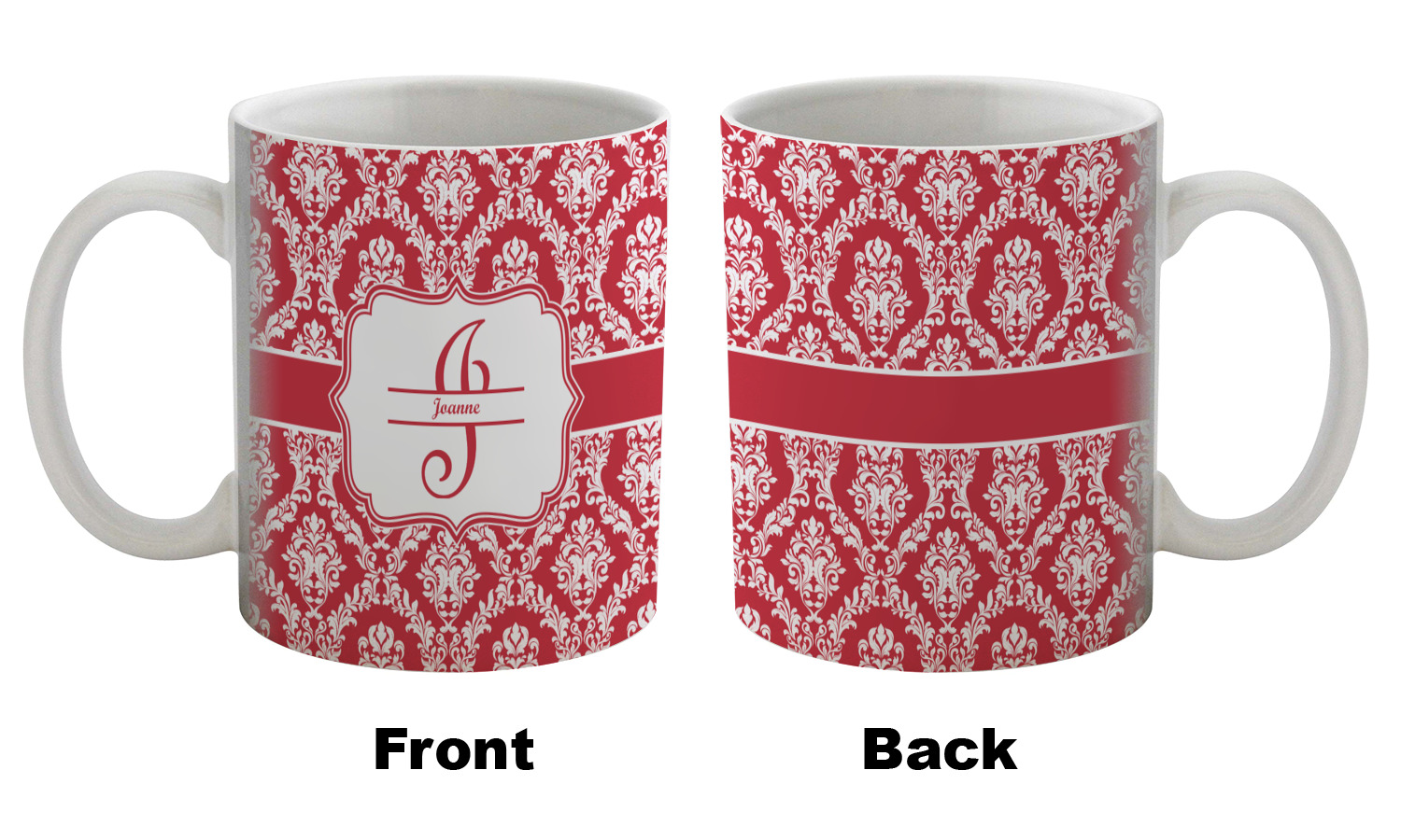 Custom Damask 11 Oz Coffee Mug - White (Personalized) | YouCustomizeIt