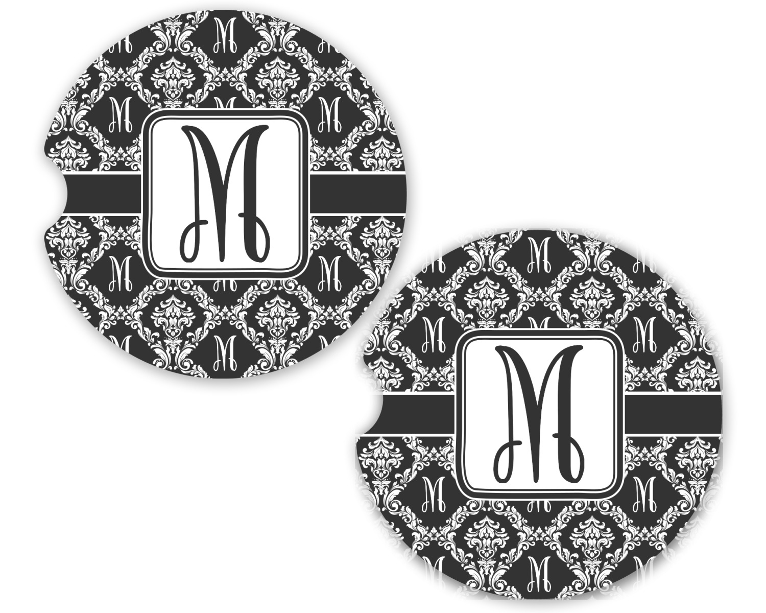 Custom Monogrammed Damask Sandstone Car Coasters (Personalized ...