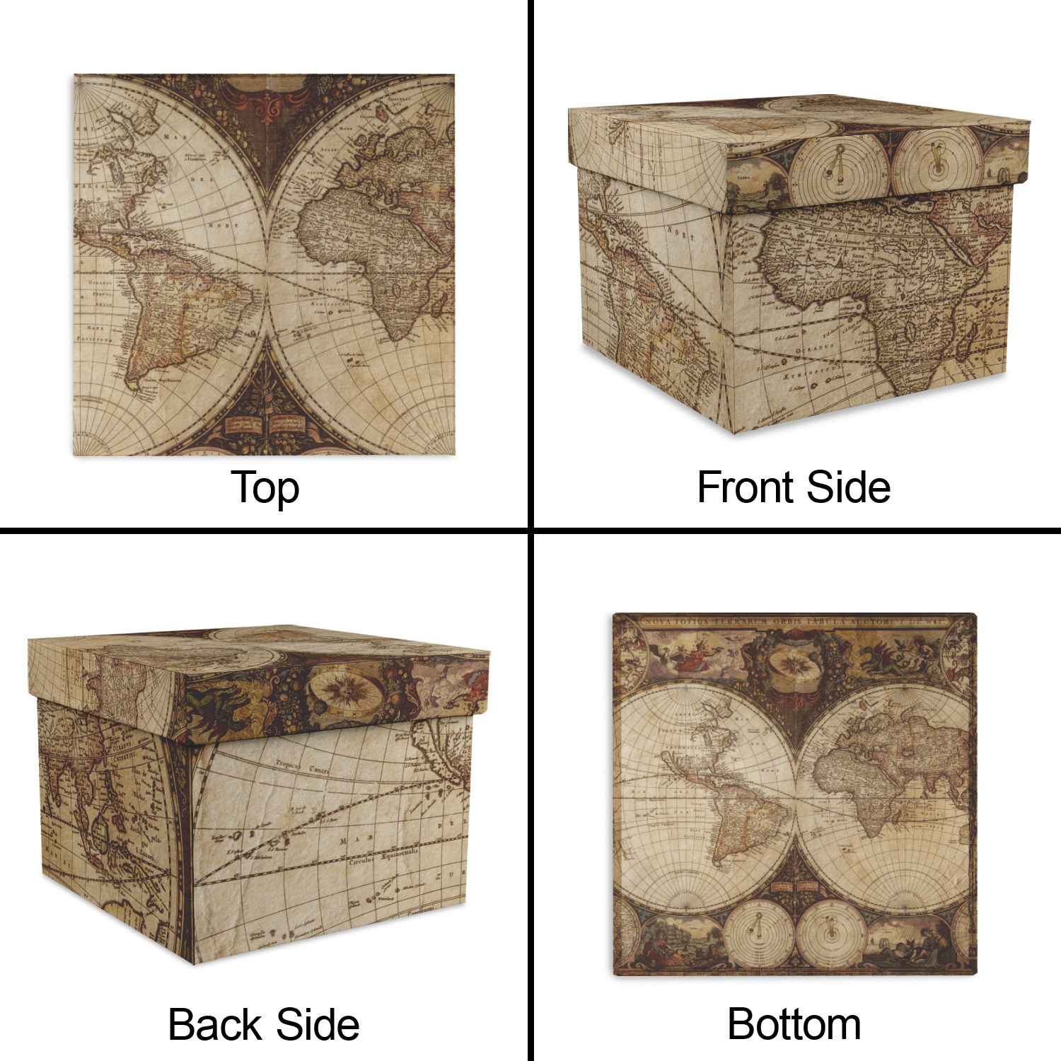 Custom Vintage World Map Gift Box with Lid - Canvas Wrapped ...