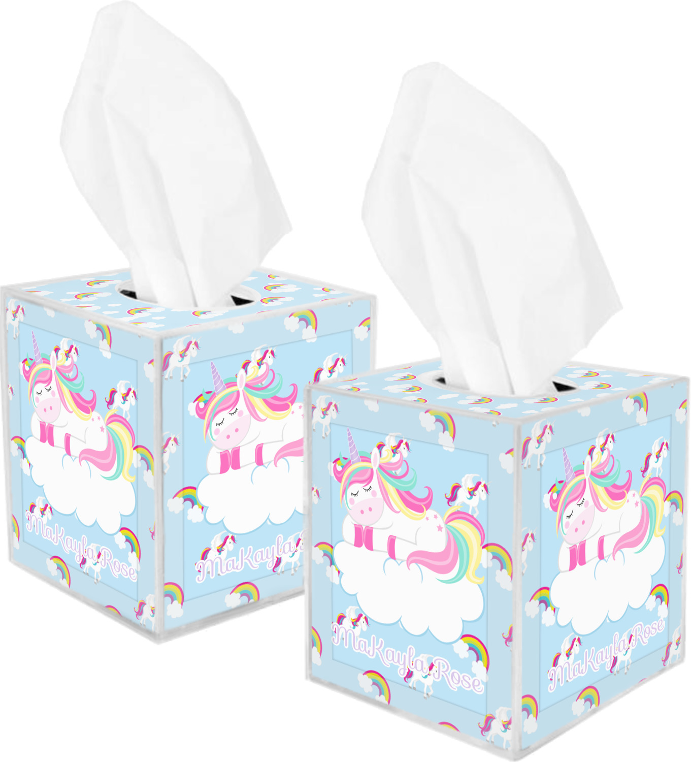Custom Rainbows and Unicorns Tissue Box Cover w/ Name or Text ...