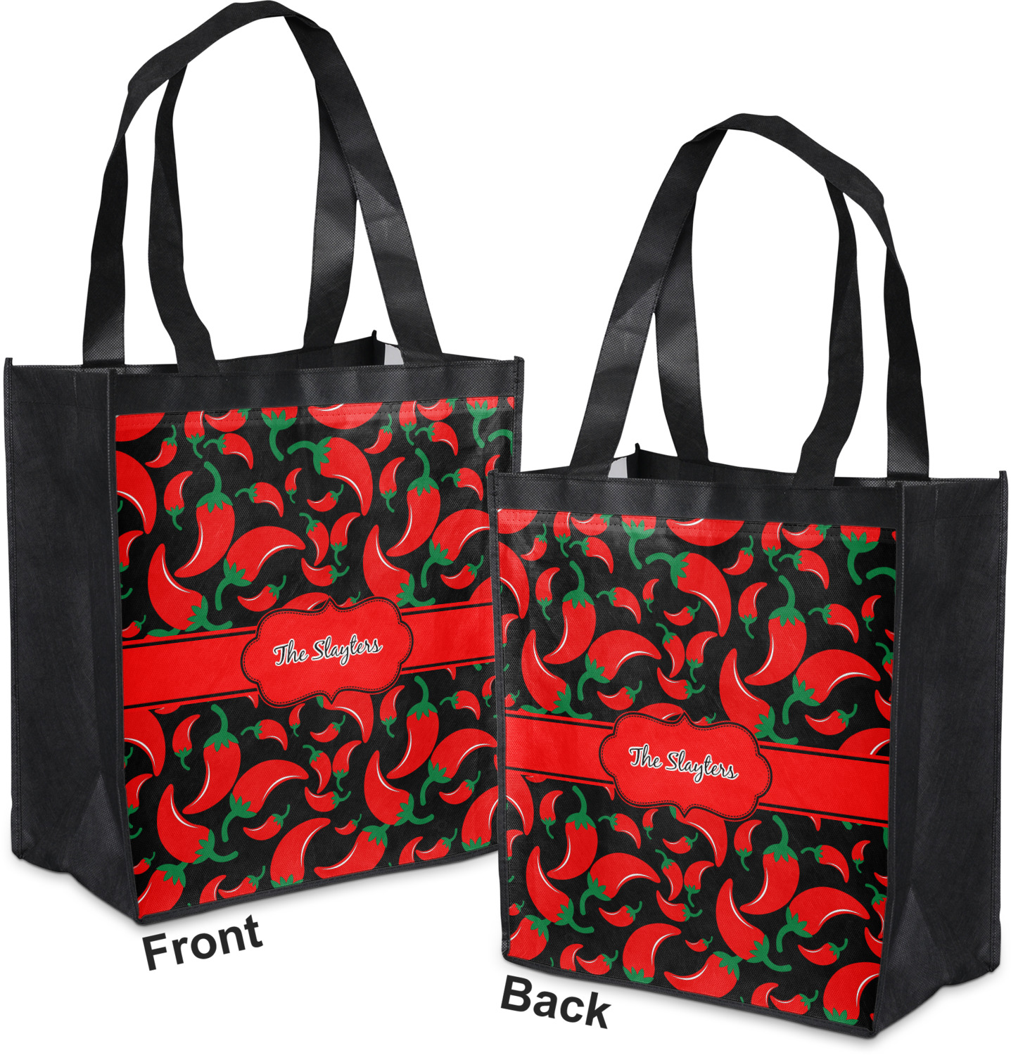 Custom Chili Peppers Grocery Bag (Personalized) | YouCustomizeIt