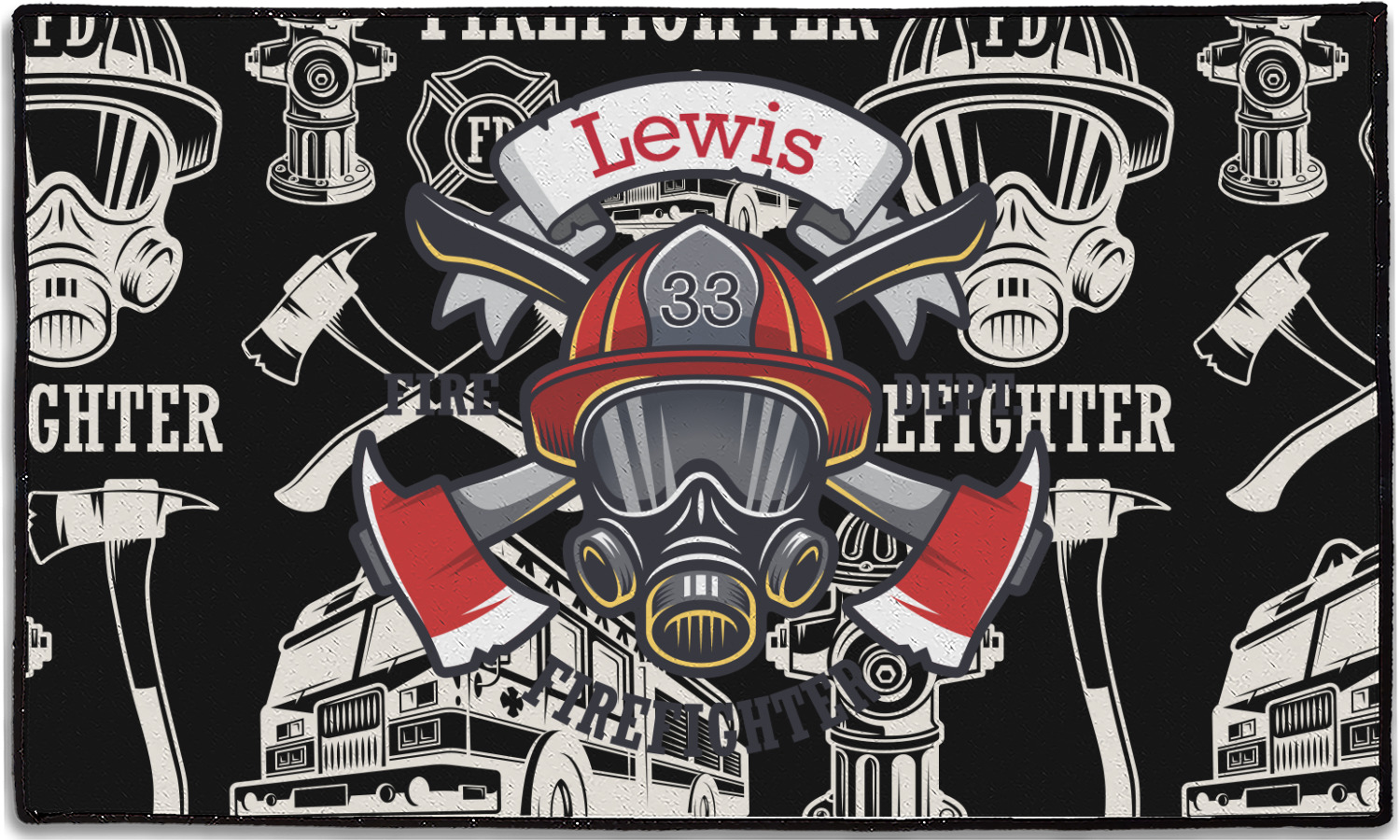 Custom Firefighter Door Mat (Personalized) | YouCustomizeIt