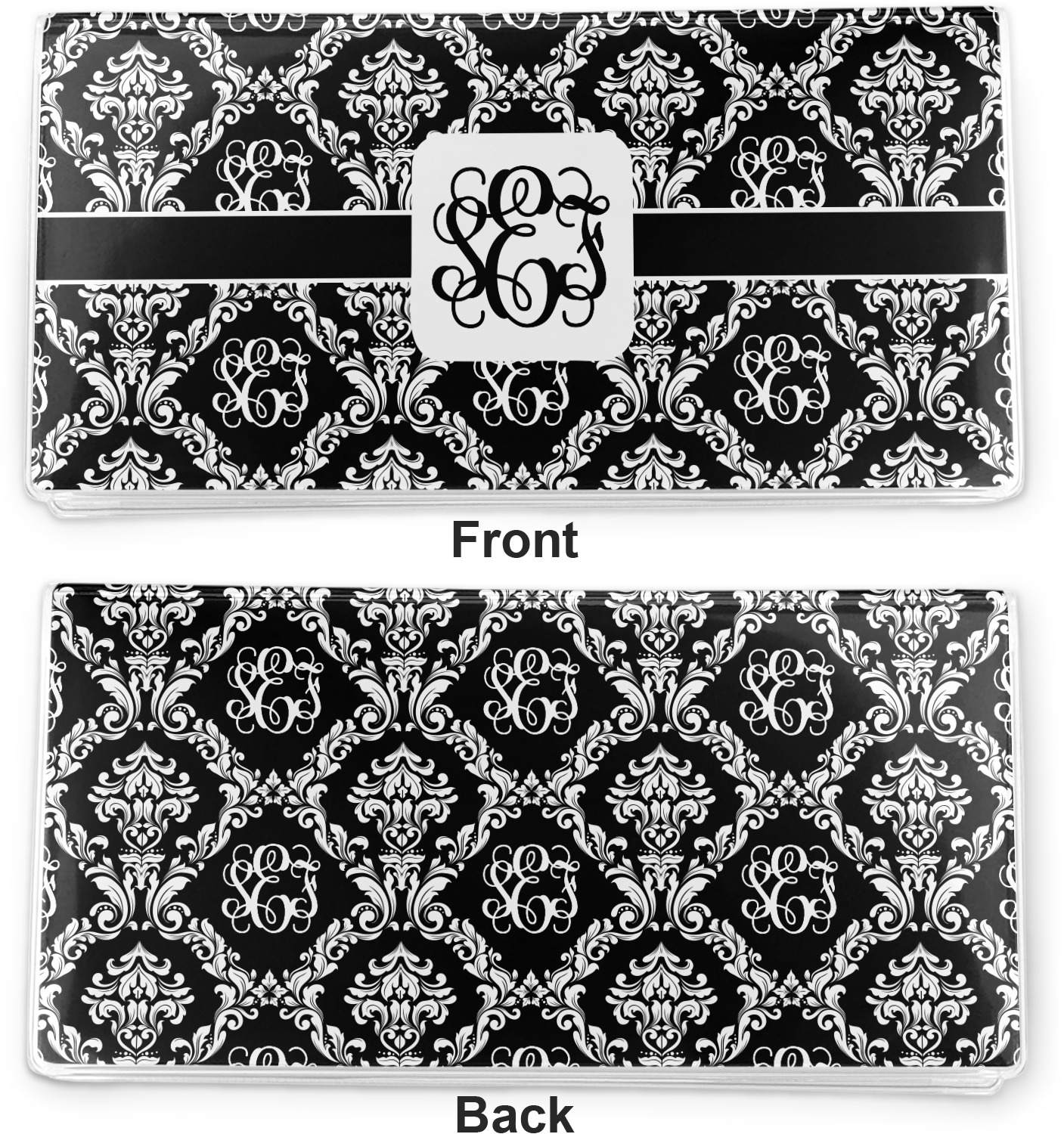 Custom Monogrammed Damask Vinyl Checkbook Cover (Personalized ...