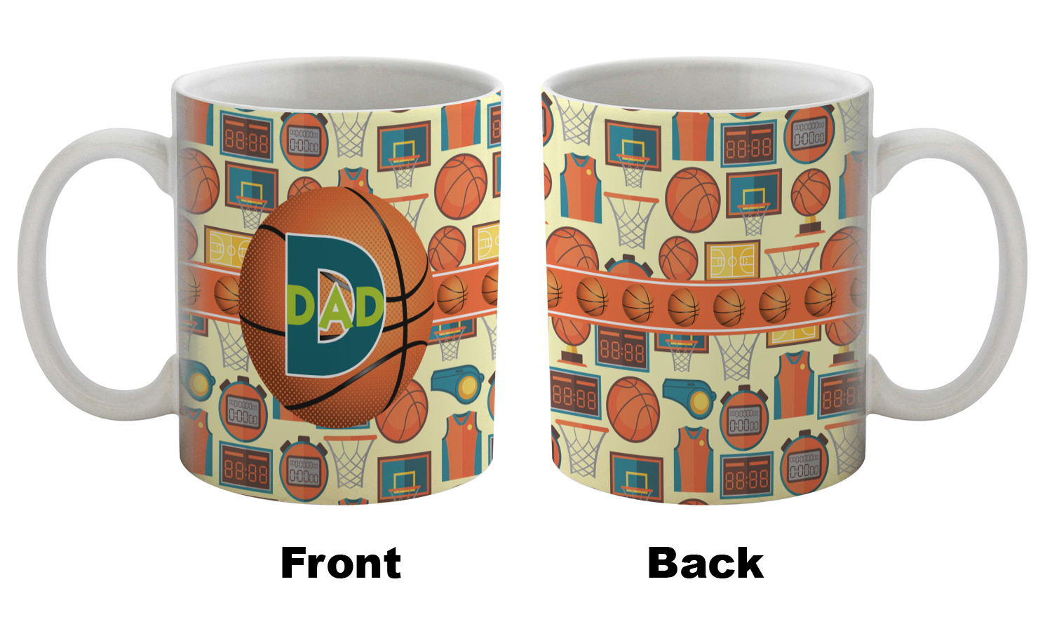 Custom Basketball 11 Oz Coffee Mug - White (Personalized) | YouCustomizeIt