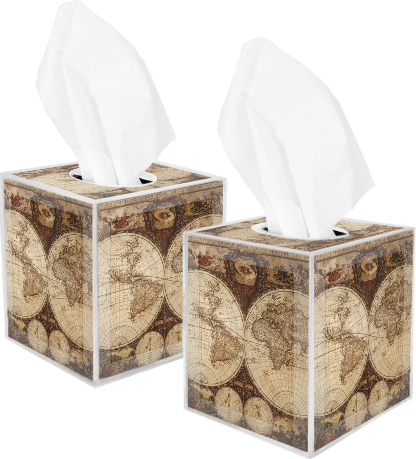 Custom Vintage World Map Tissue Box Cover | YouCustomizeIt