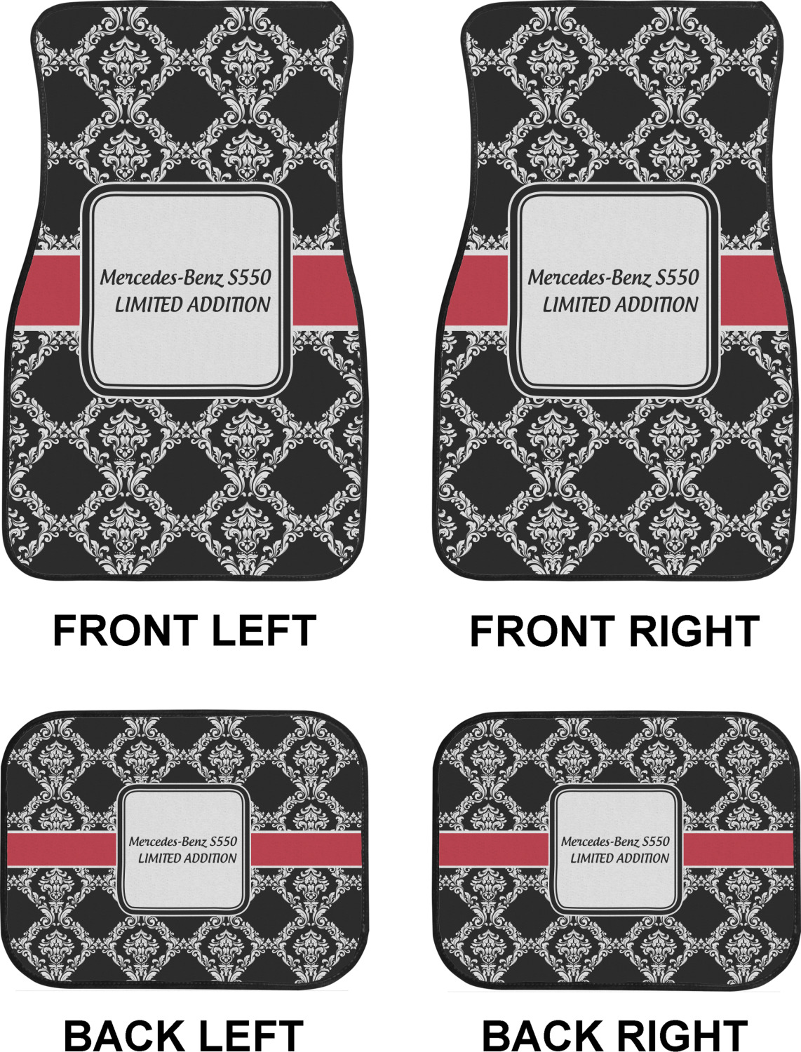 Custom Monogrammed Damask Car Floor Mats (Personalized) | YouCustomizeIt