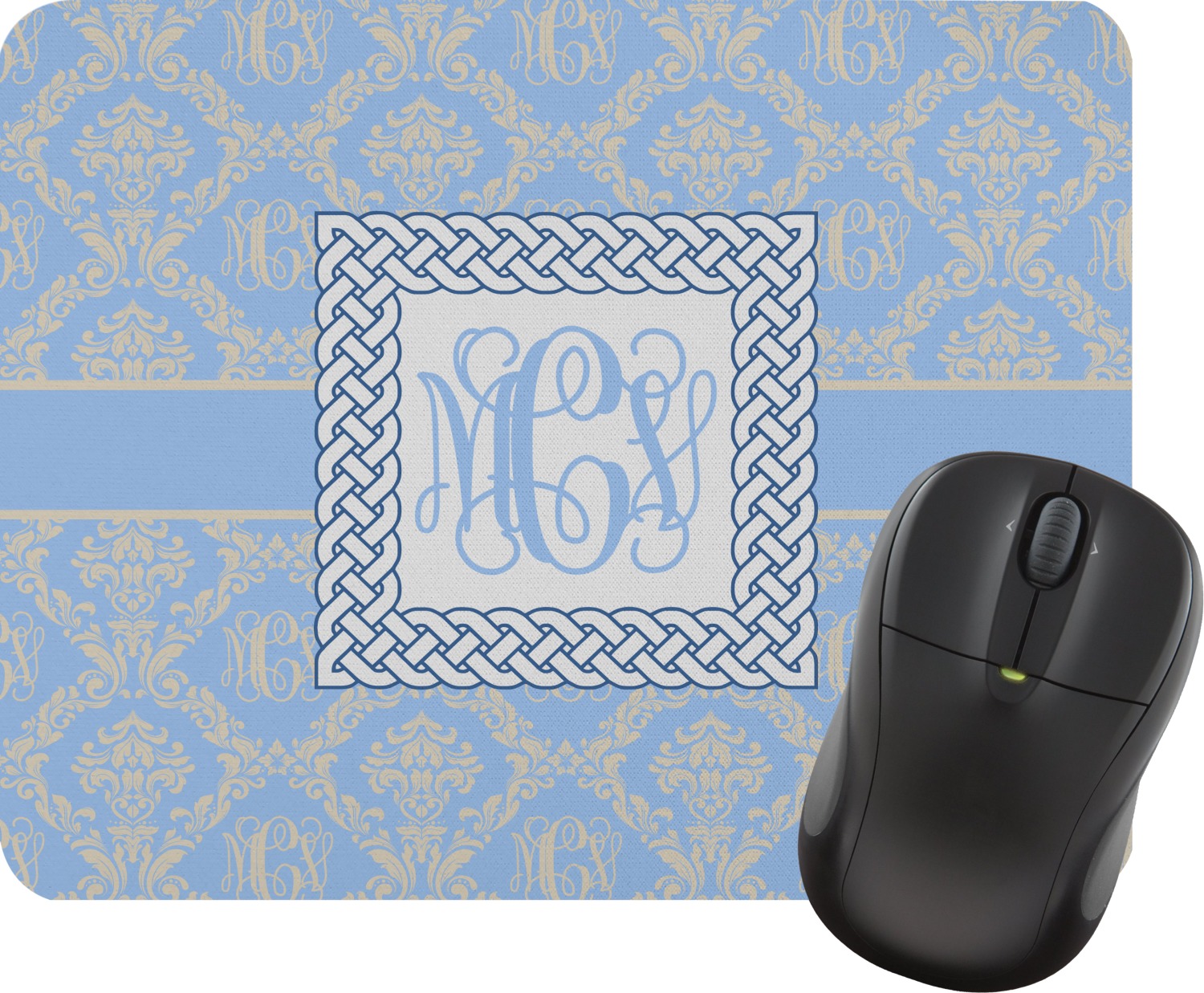 Custom Monogrammed Damask Rectangular Mouse Pad (Personalized ...