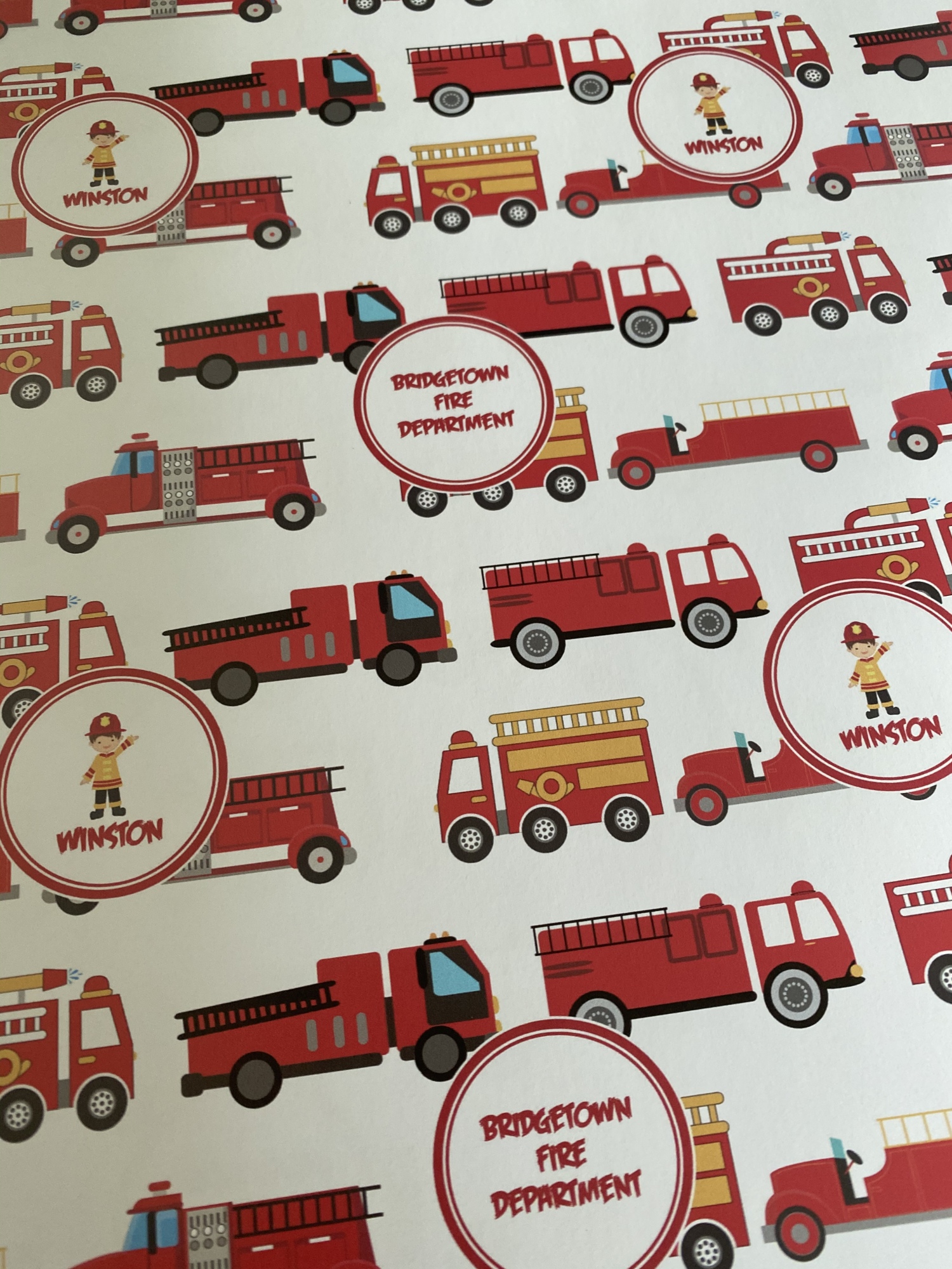 Custom Firetrucks Wrapping Paper (Personalized) | YouCustomizeIt