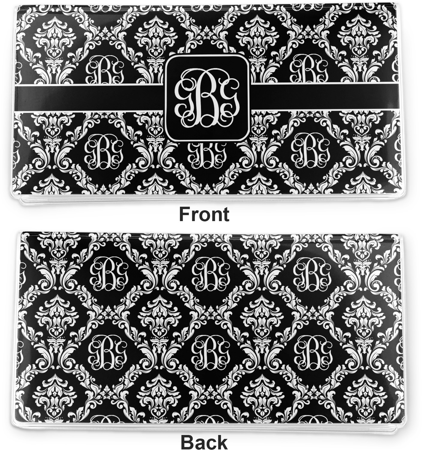 Custom Monogrammed Damask Vinyl Checkbook Cover (Personalized ...