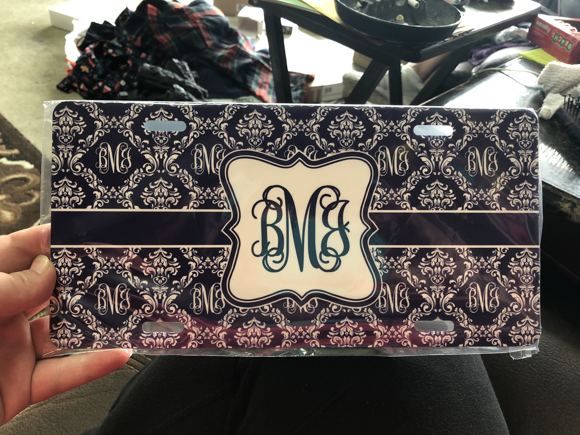Custom Monogrammed Damask Front License Plate (Personalized ...